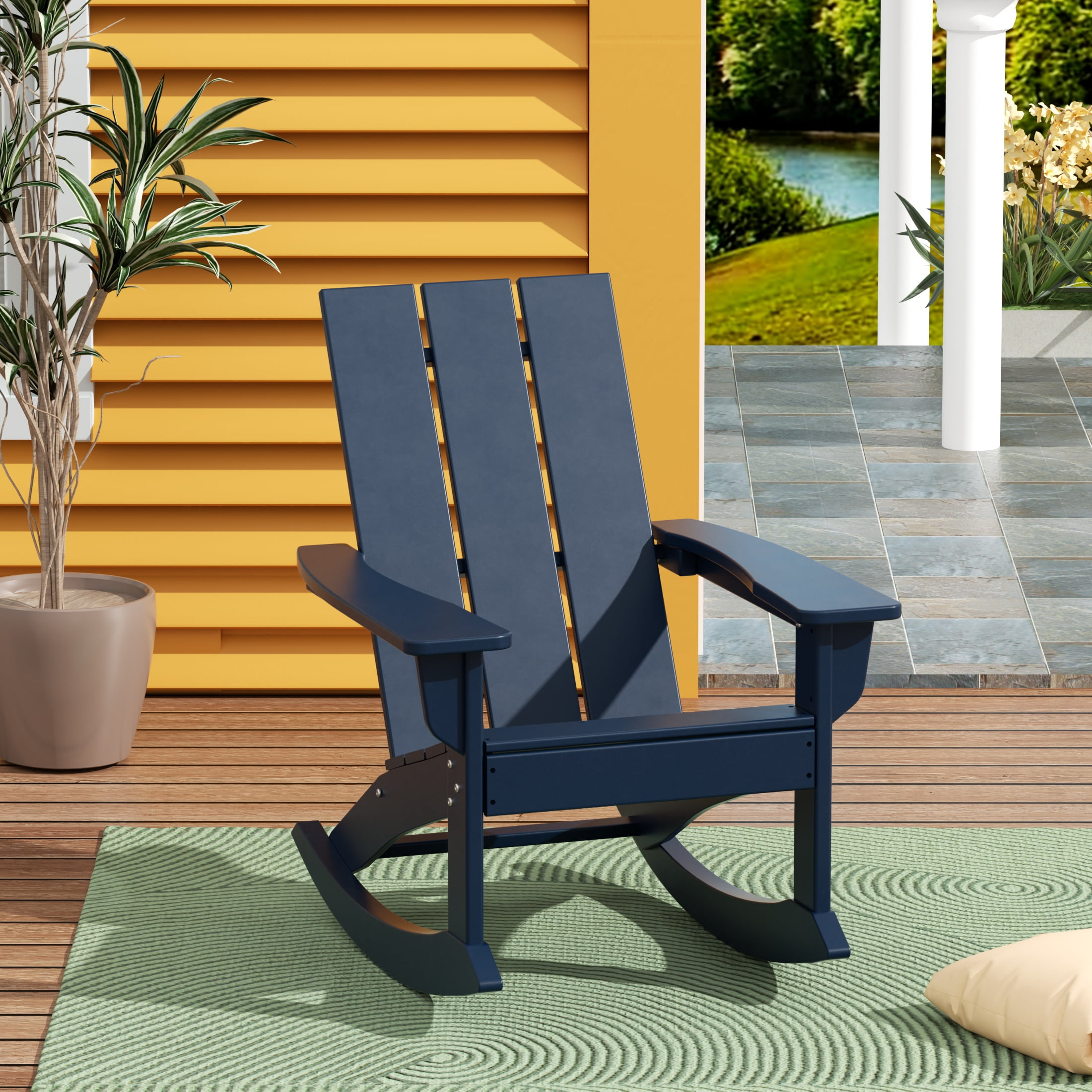 WestinTrends Ashore Patio Rocking Chair, All Weather Poly Lumber Plank ...
