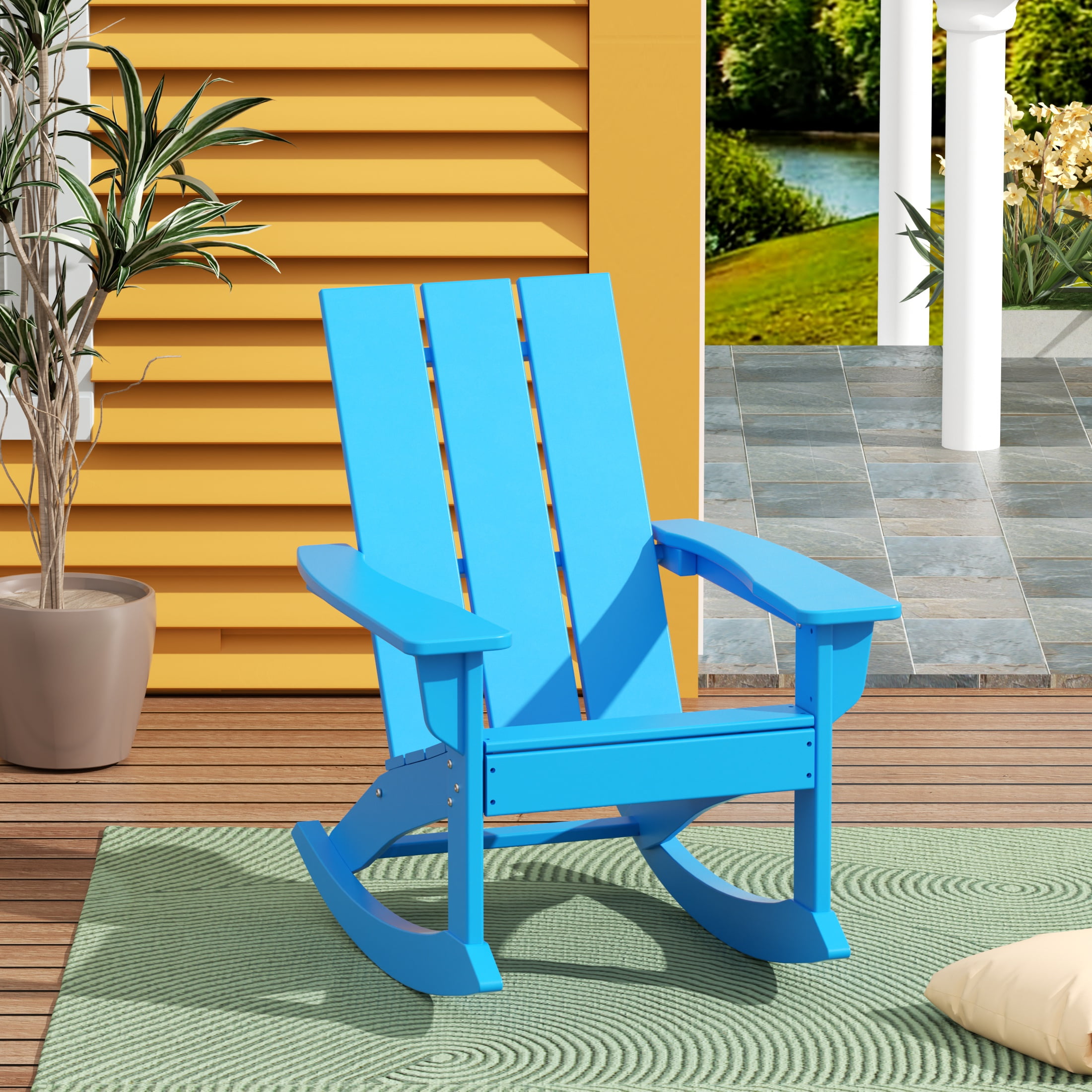 WestinTrends Ashore Patio Rocking Chair, All Weather Poly Lumber Plank ...