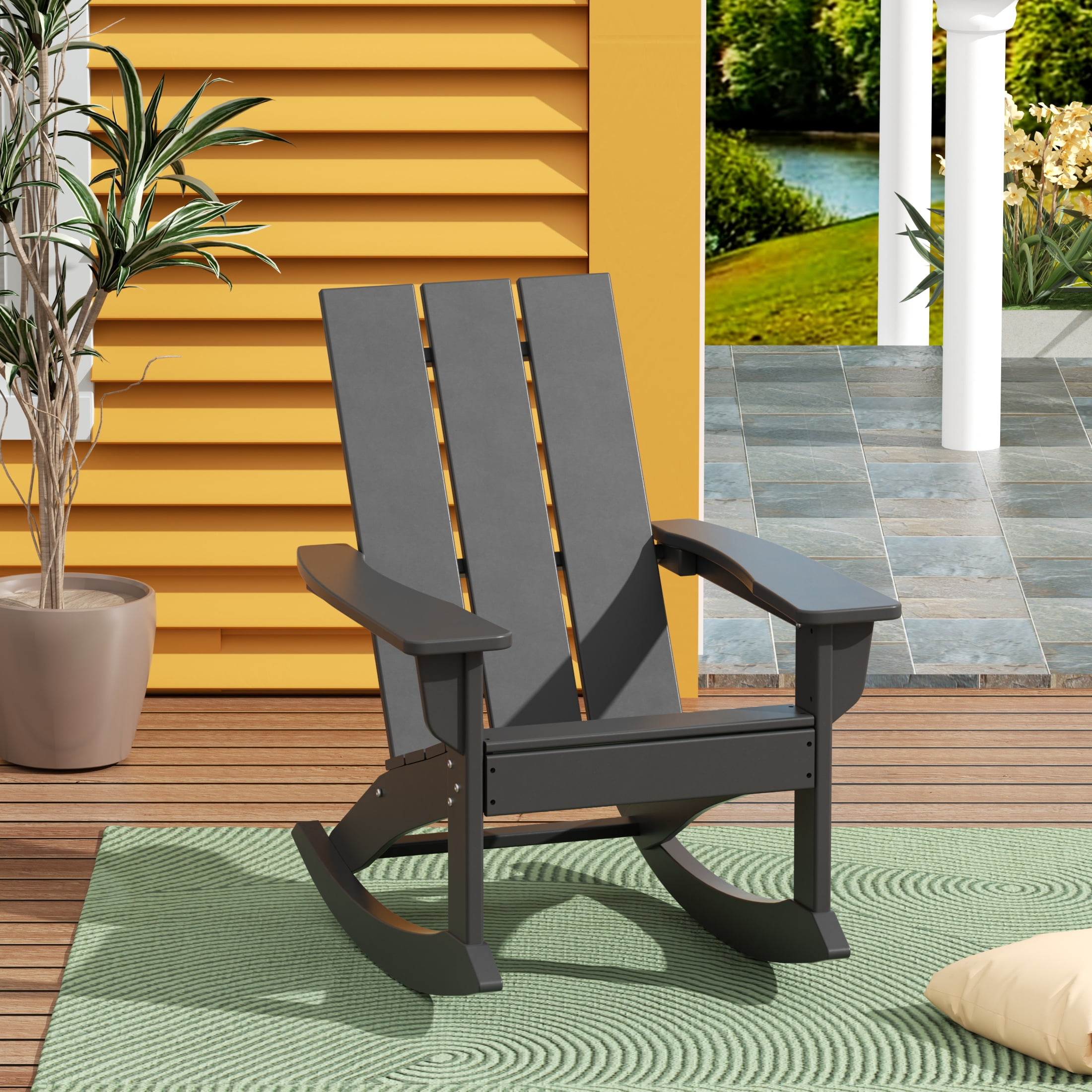 WestinTrends Ashore Patio Rocking Chair, All Weather Poly Lumber Plank ...