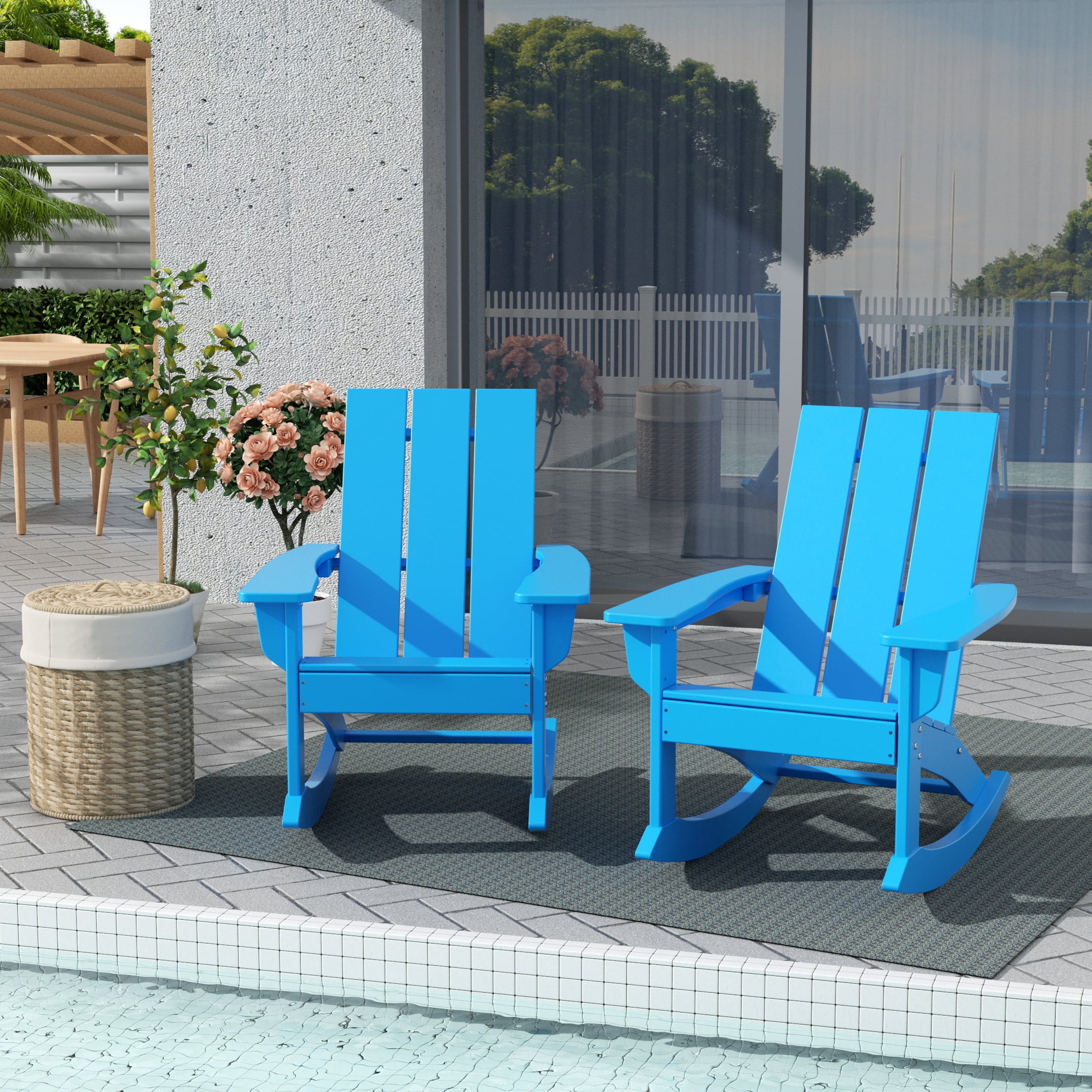 WestinTrends Ashore Patio Rocking Chairs Set of 2, All Weather Poly ...