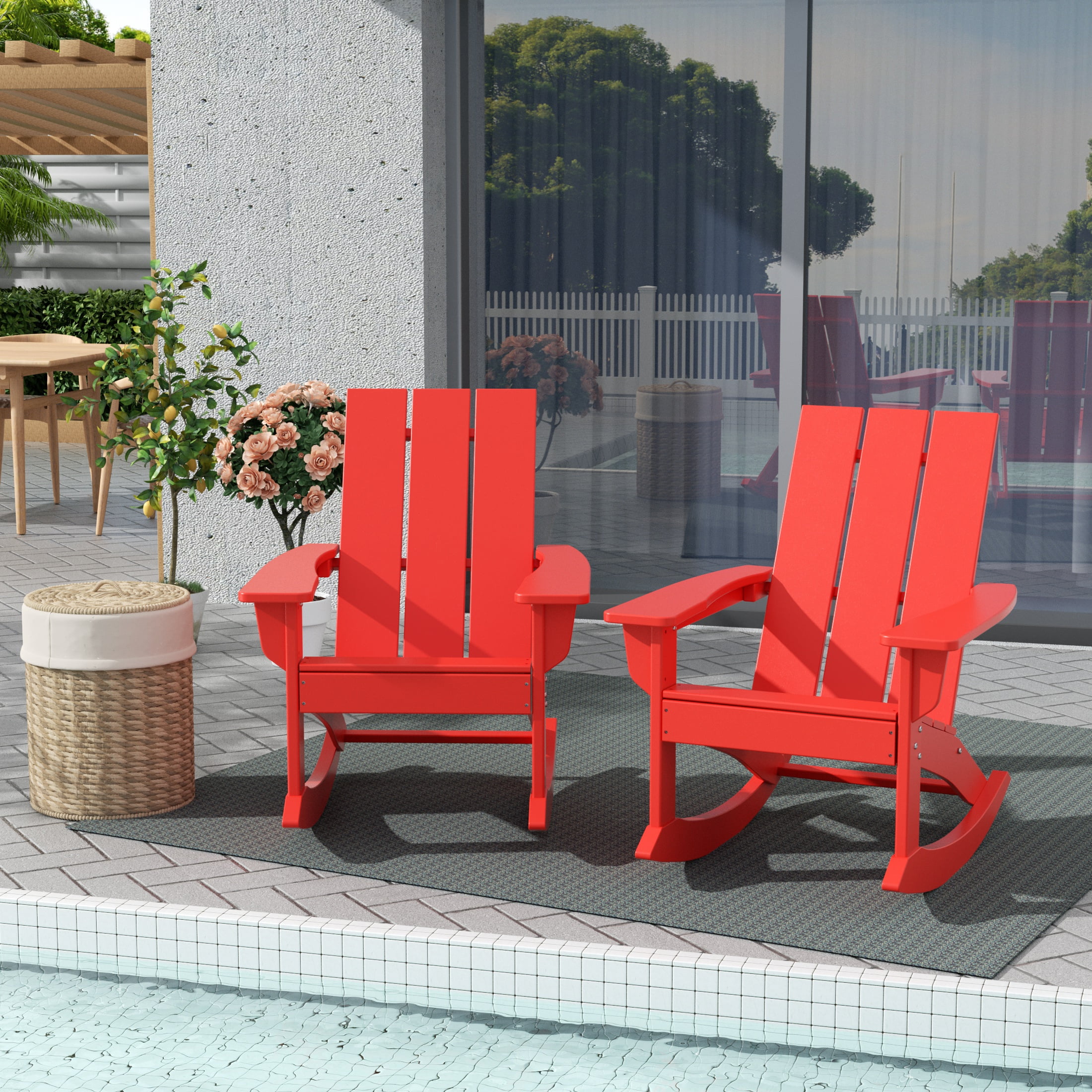 WestinTrends Ashore Patio Rocking Chairs Set of 2, All Weather Poly ...