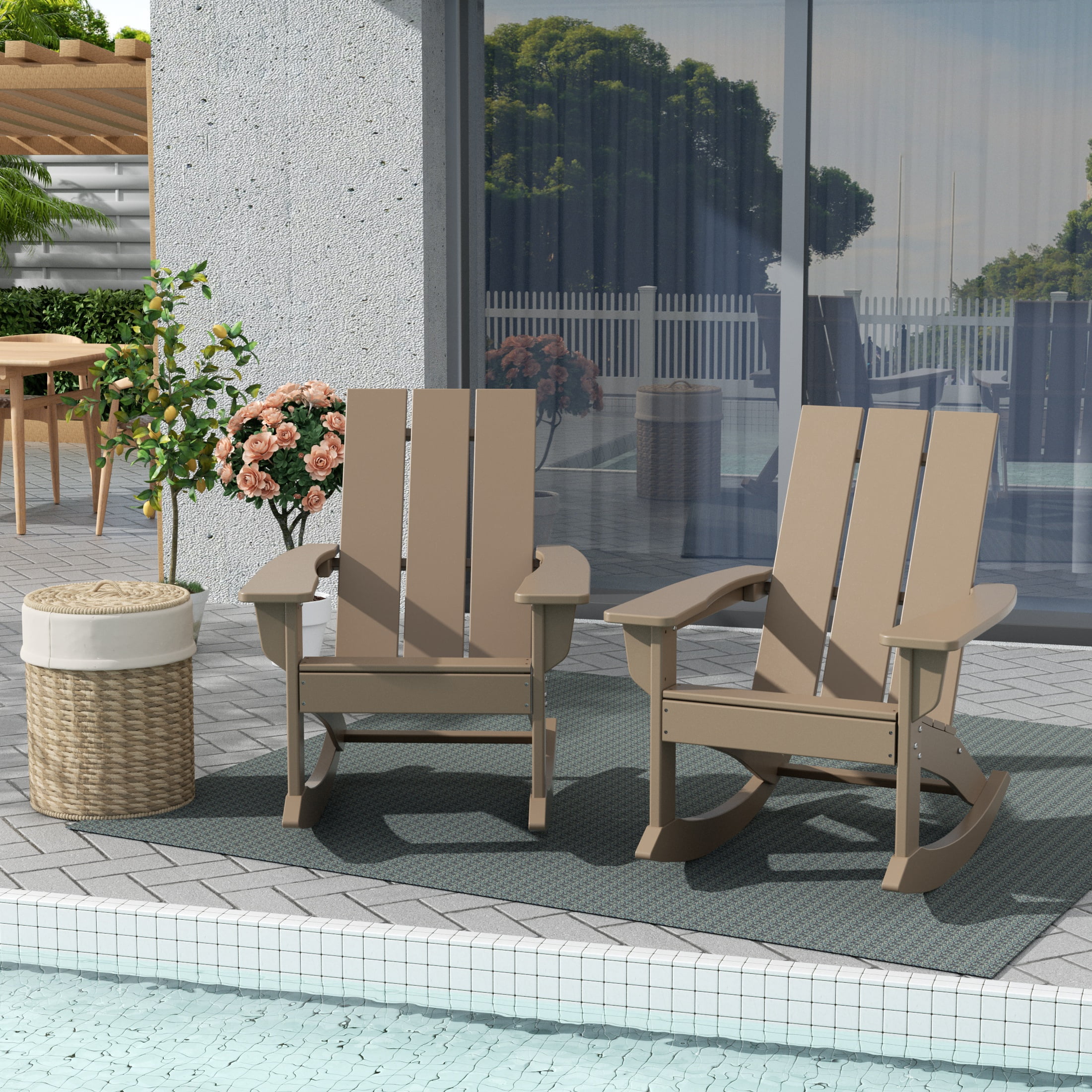 WestinTrends Set of 2 All-Weather Adirondack Rocking Chairs for Patio ...