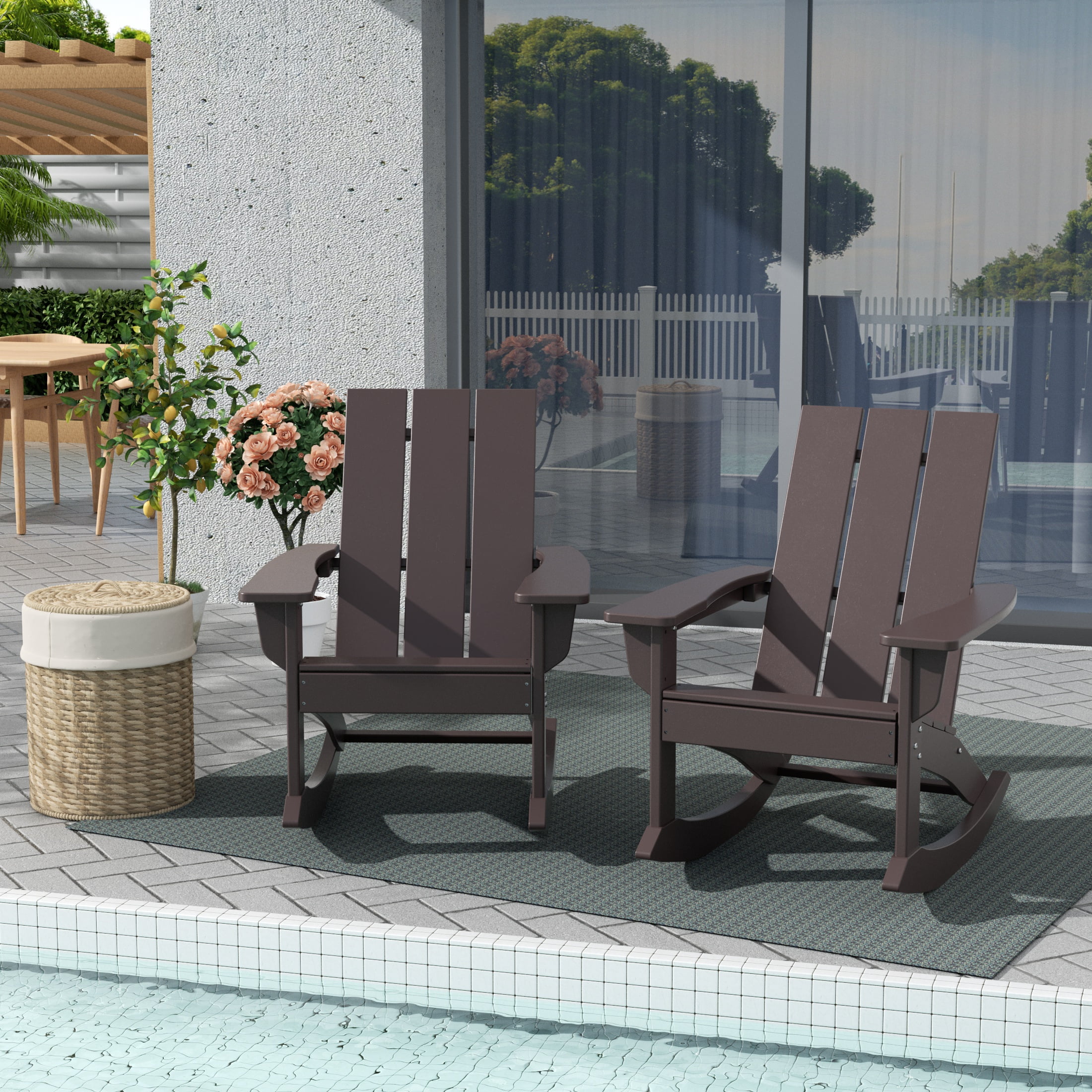 WestinTrends Set of 2, Ashore Patio Rocking Chairs, All-Weather Cozy ...