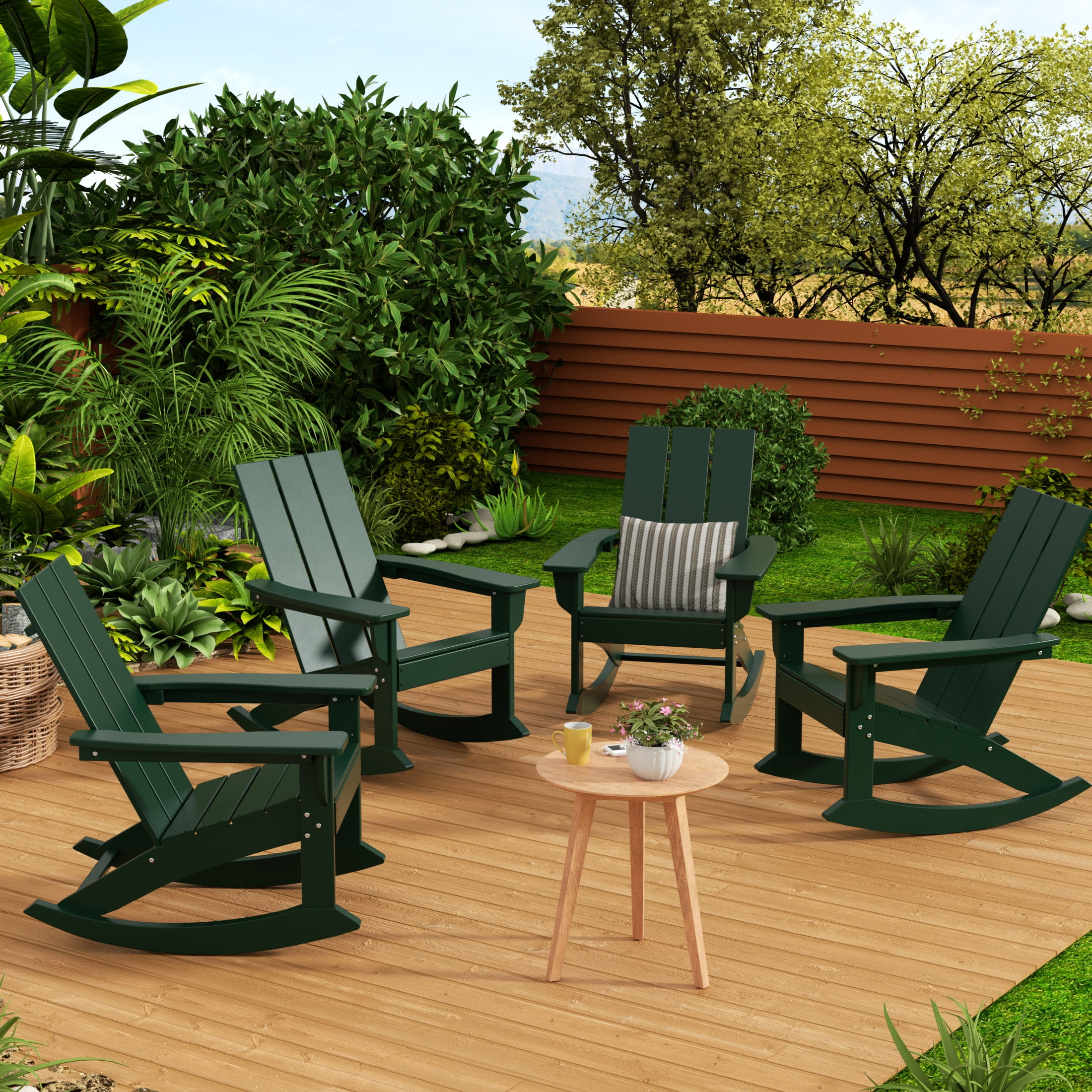 WestinTrends Ashore Patio Rocking Chairs Set of 4, All Weather Poly ...