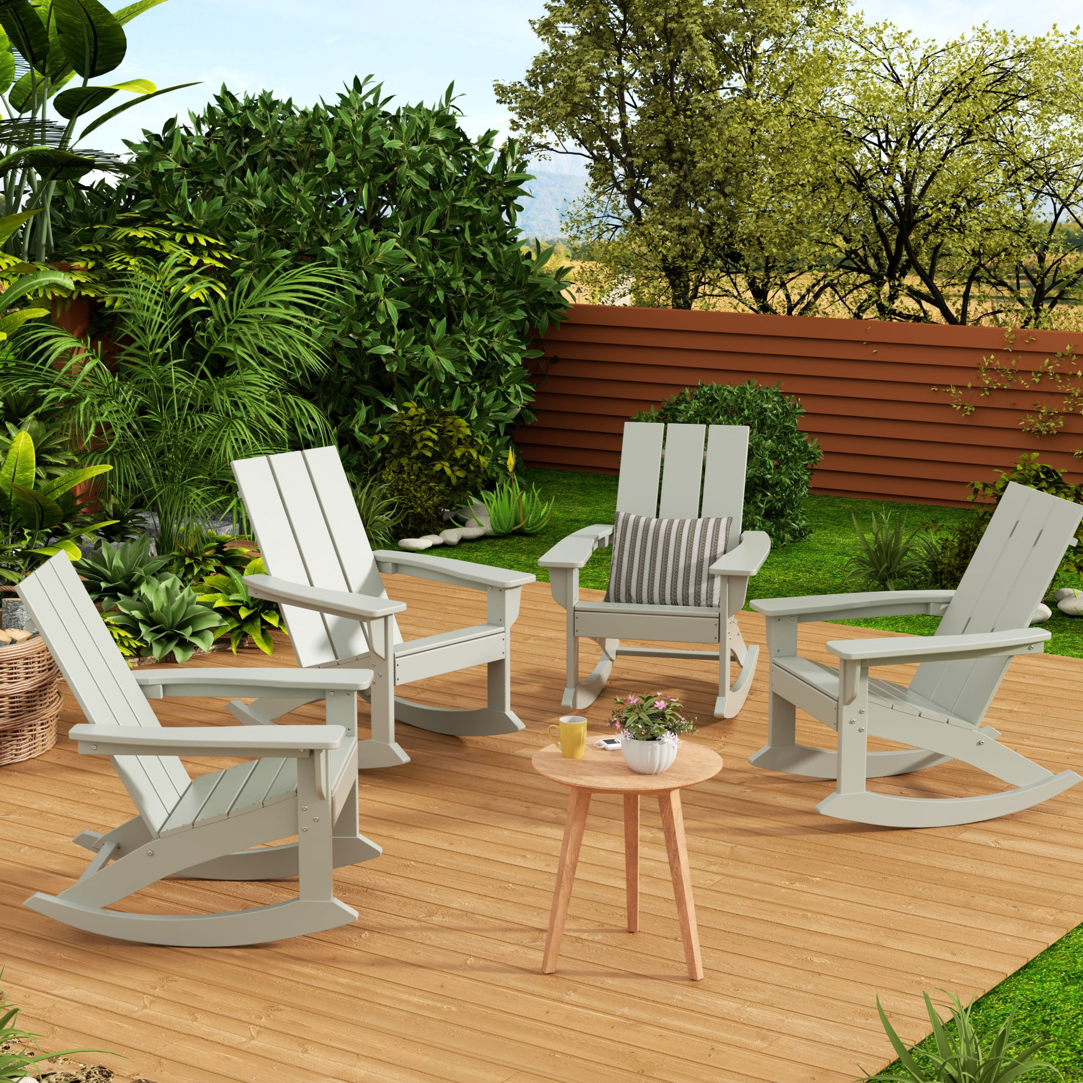 WestinTrends Ashore Patio Rocking Chairs Set of 4, All Weather Poly ...