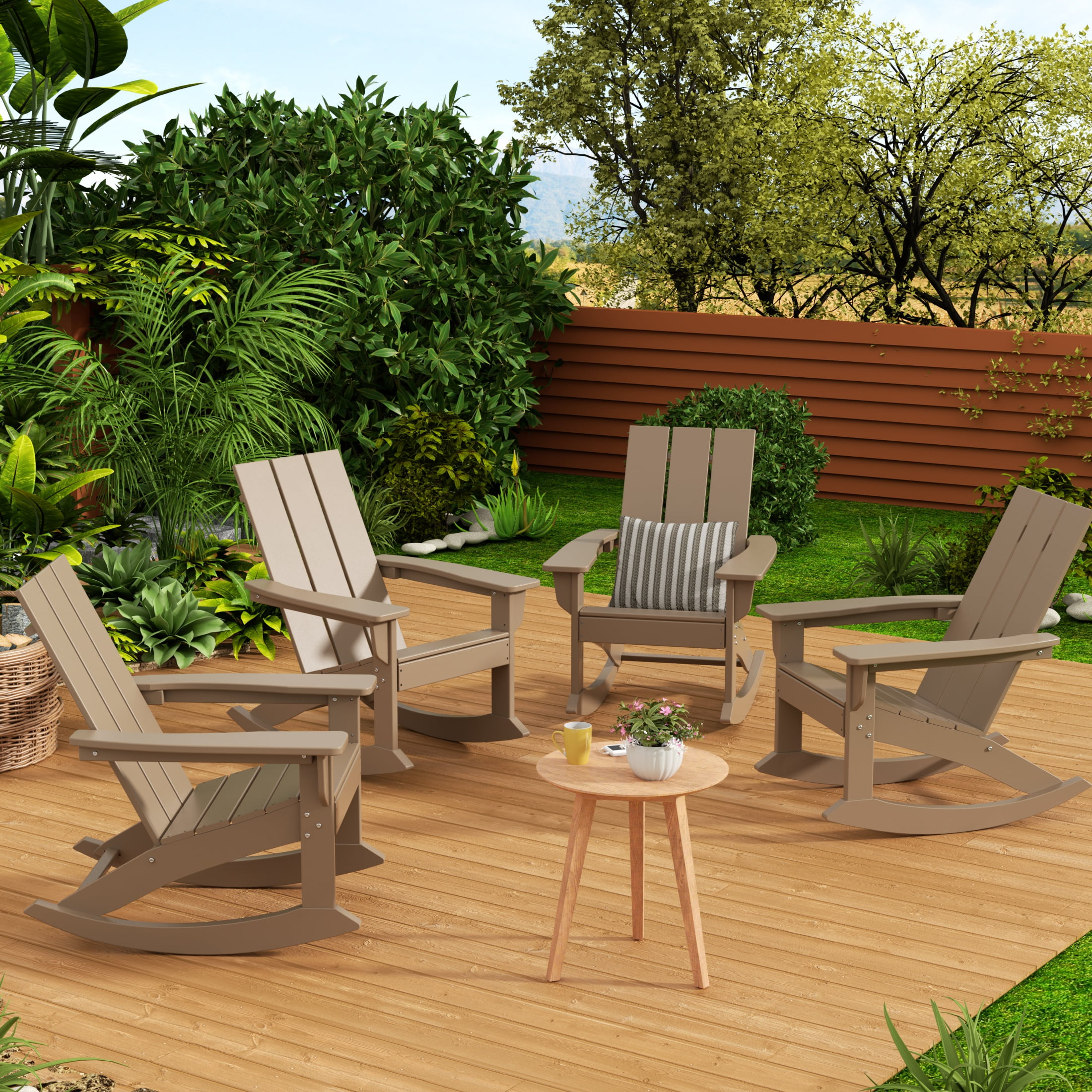 WestinTrends Set of 4 Cozy Patio Rocking Chairs, All-Weather Plastic ...