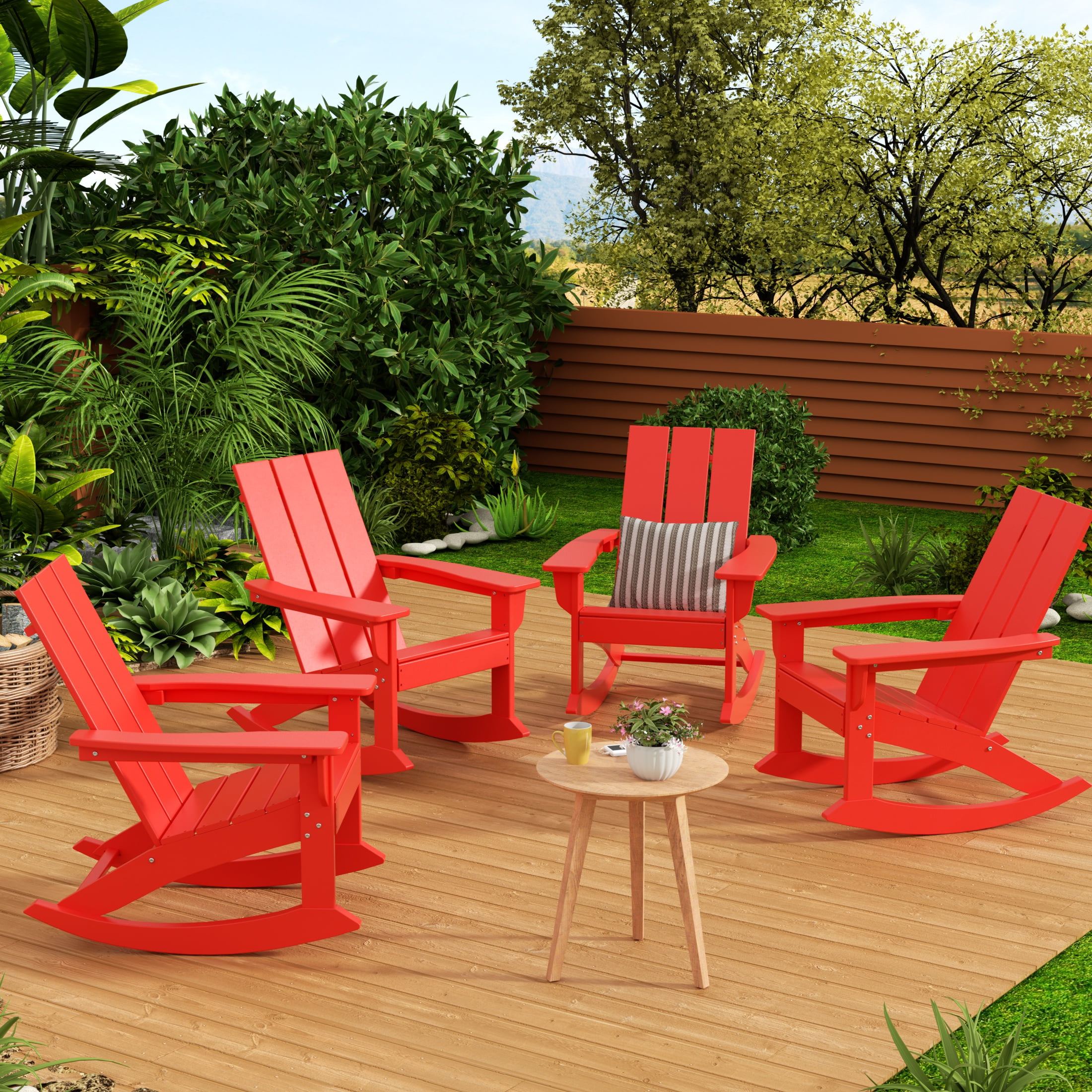 WestinTrends Ashore Patio Rocking Chairs Set of 4, All Weather Poly ...