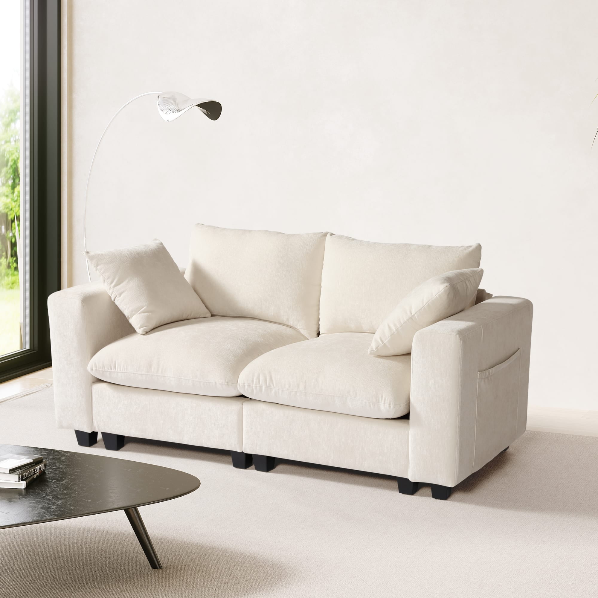 WestinTrends Augusta 70" Modular Chenille Loveseat Sofa With USB/Type-C ...