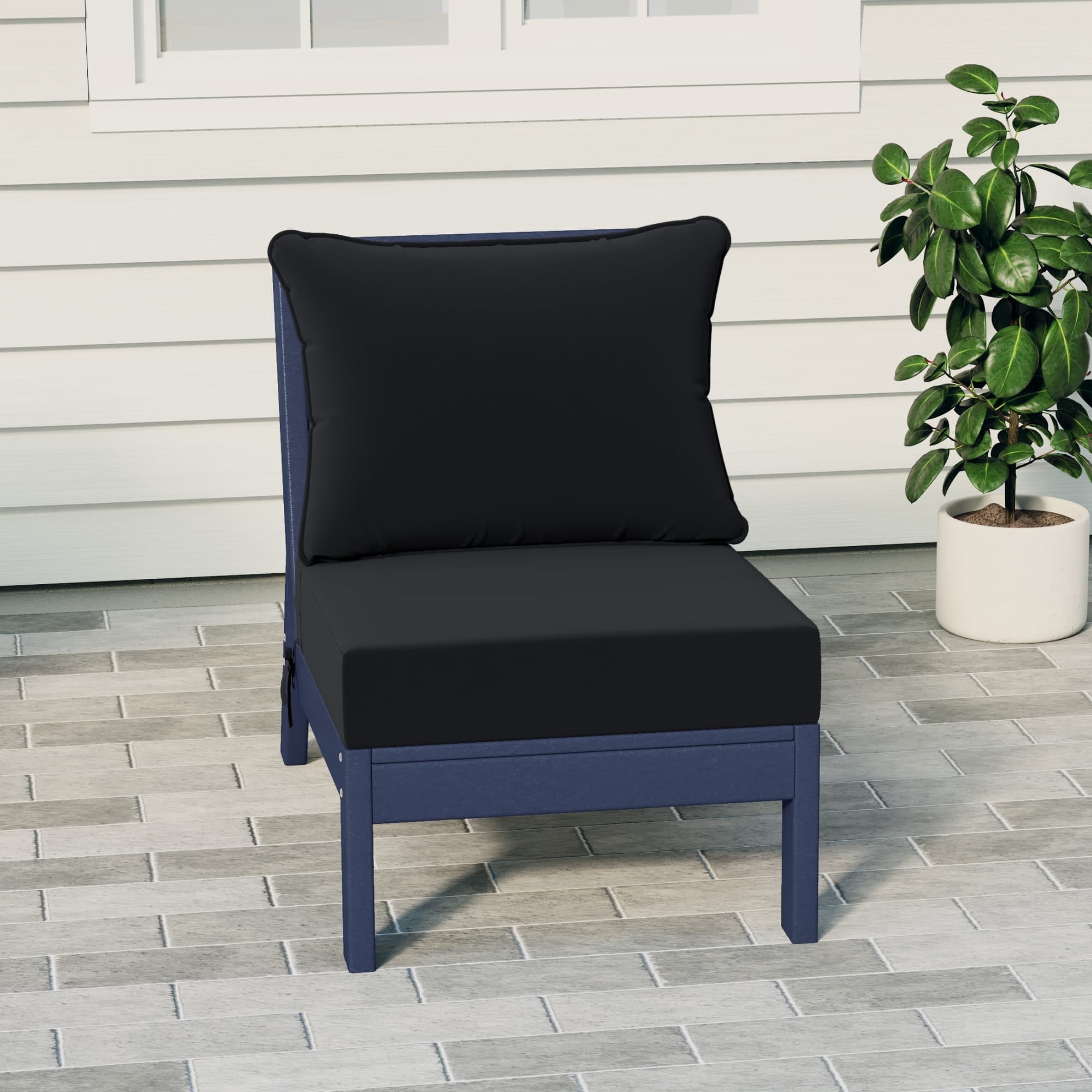 WestinTrends Avalon Outdoor HDPE Deep Seating Modular Armless Patio ...