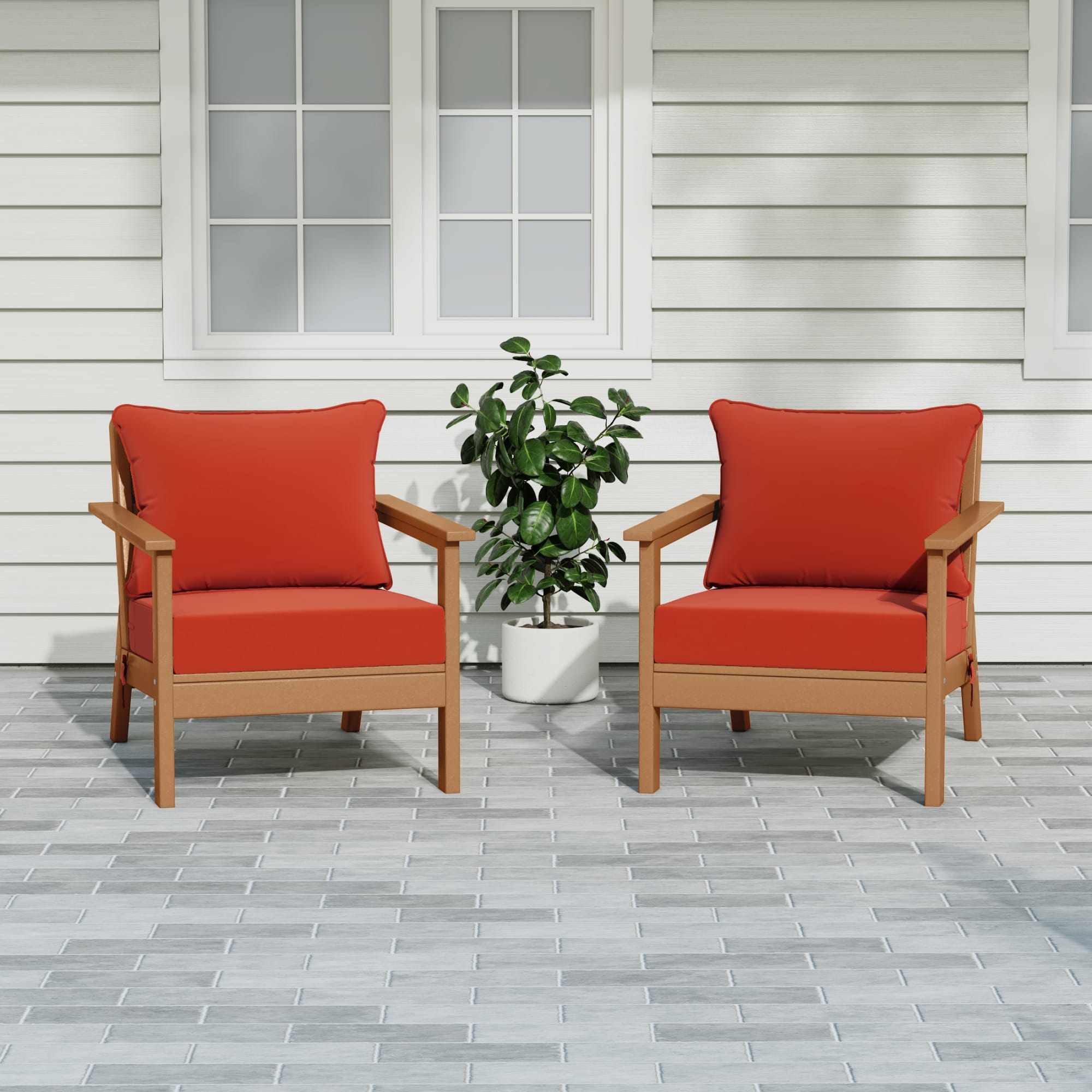 WestinTrends Avalon Outdoor Modern HDPE Patio Club Chairs with Deep ...