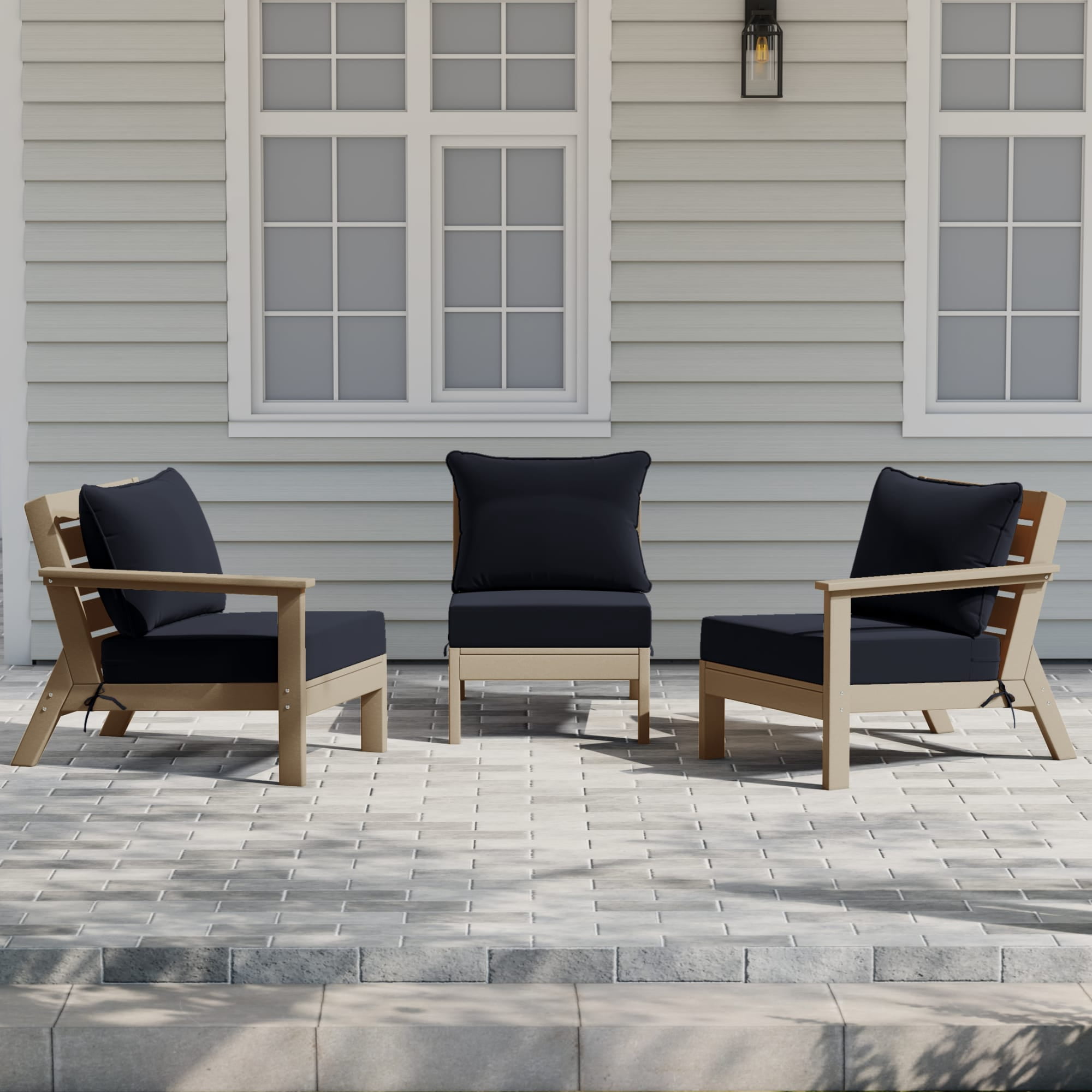 WestinTrends Avalon Outdoor Patio Sofa, Wood/Navy Cushions - Walmart ...