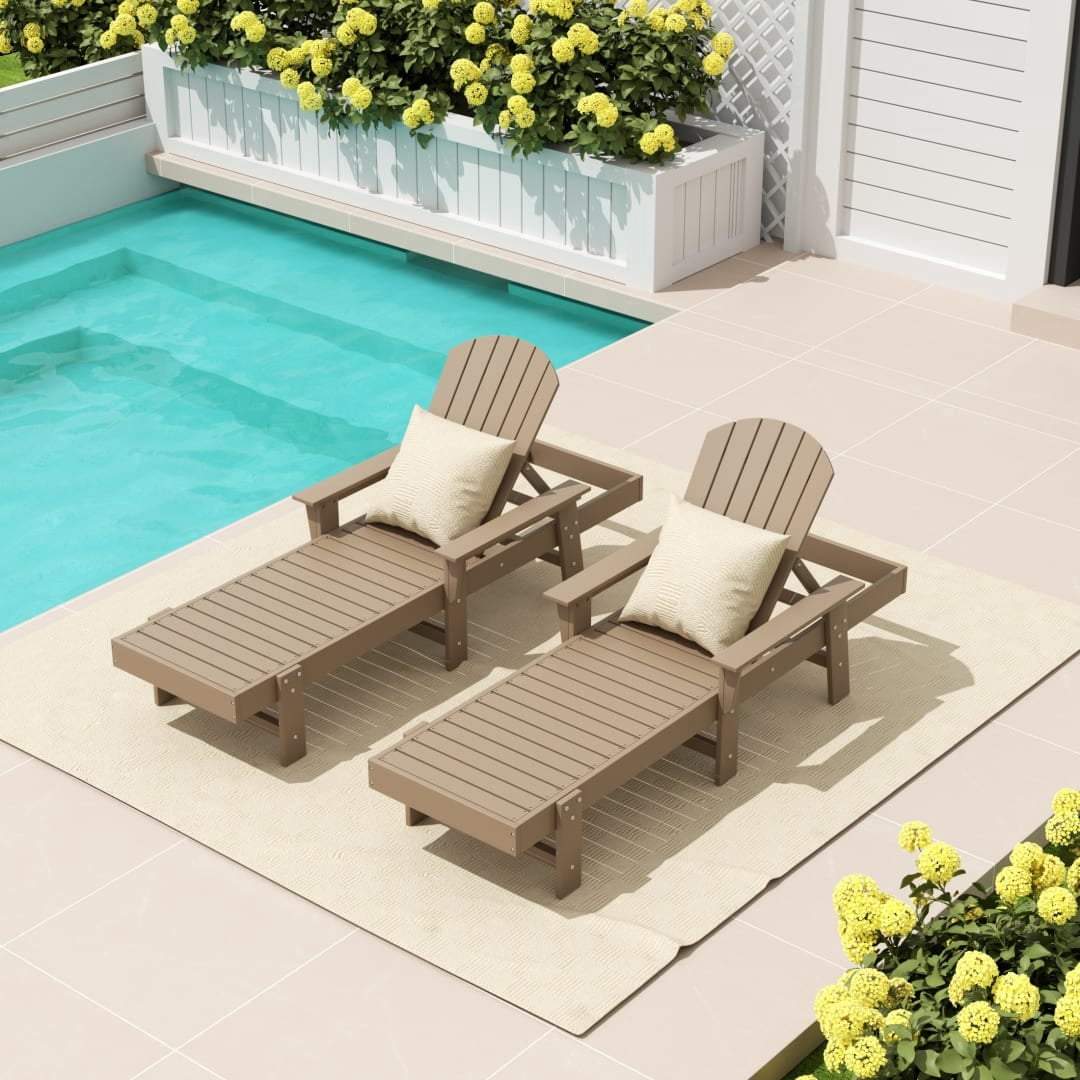WestinTrends Dylan 2 Piece Adirondack Poly Reclining Chaise Lounge With ...