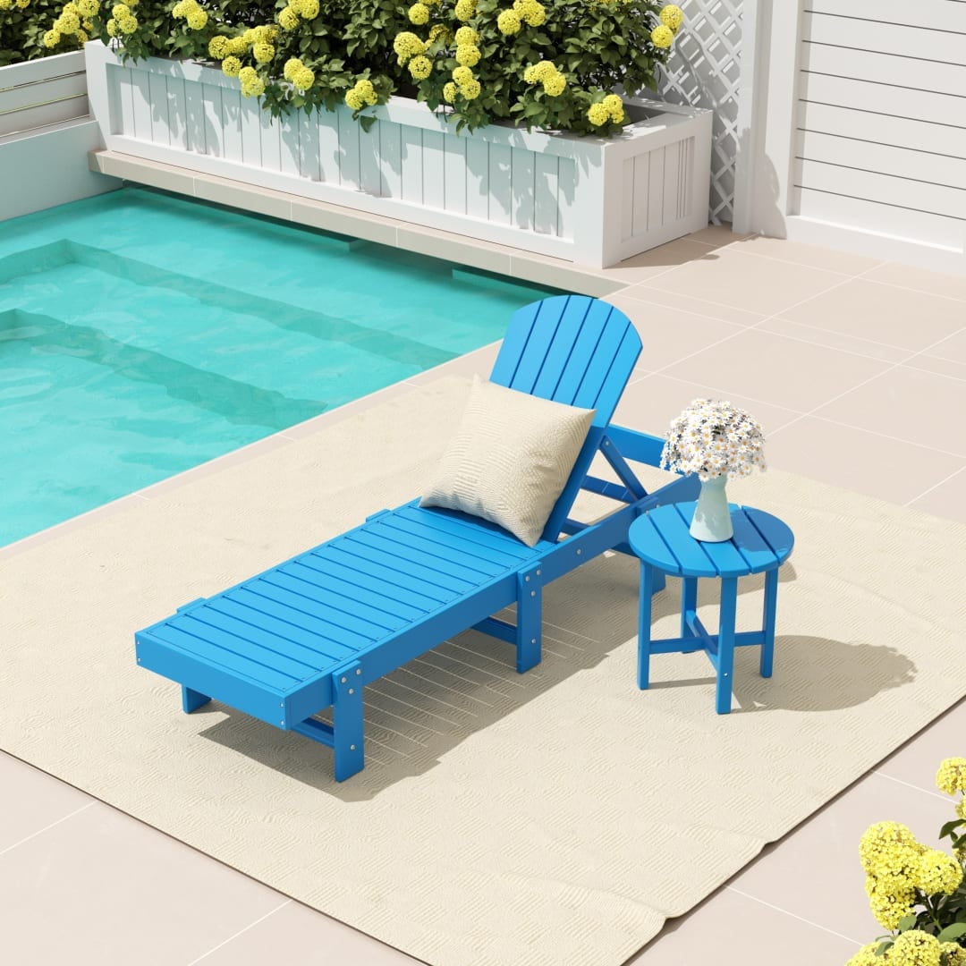 WestinTrends Dylan 2 Piece Poly Reclining Chaise Lounge, Pacific Blue ...