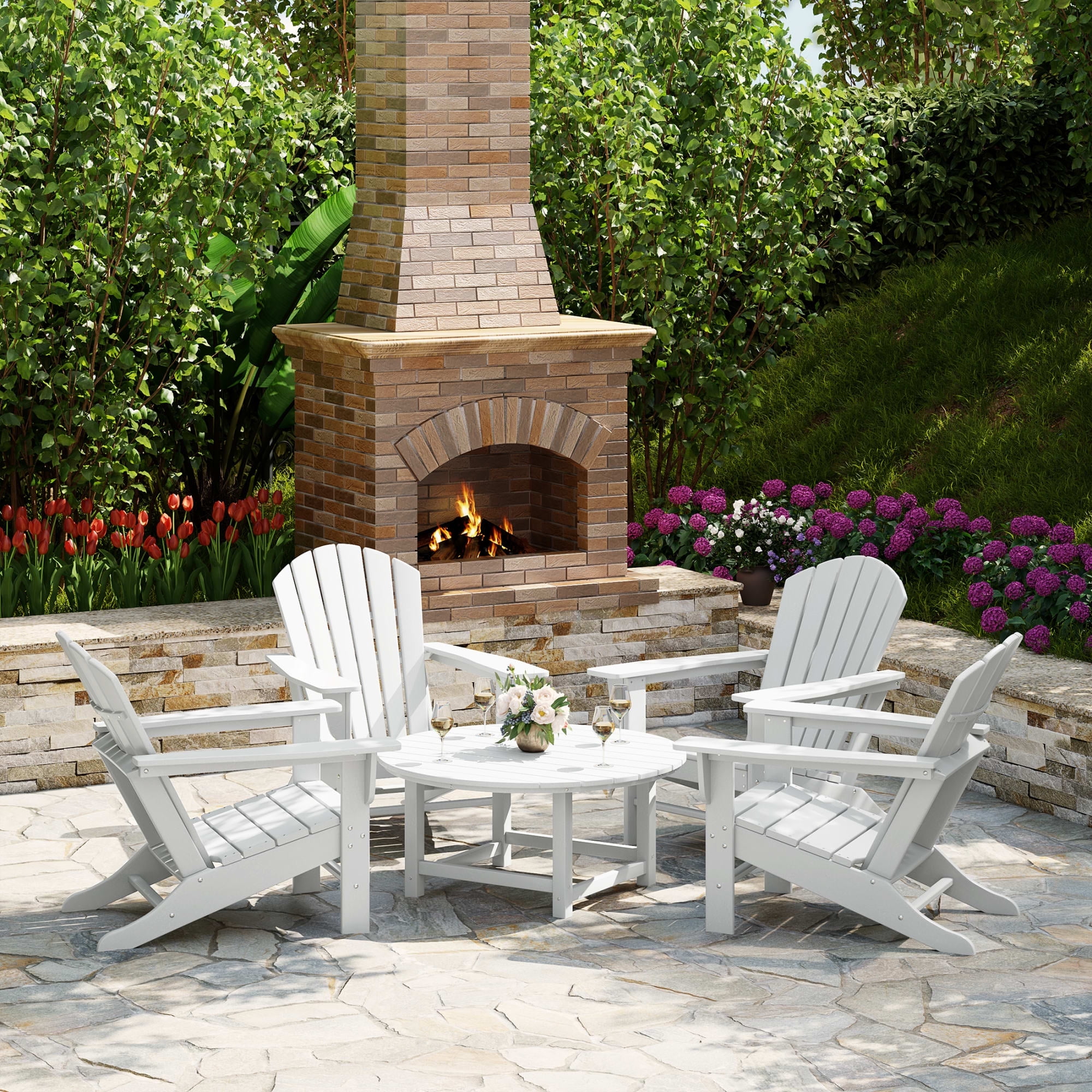 WestinTrends Dylan 5-Piece Outdoor Patio HDPE Adirondack Chair With ...