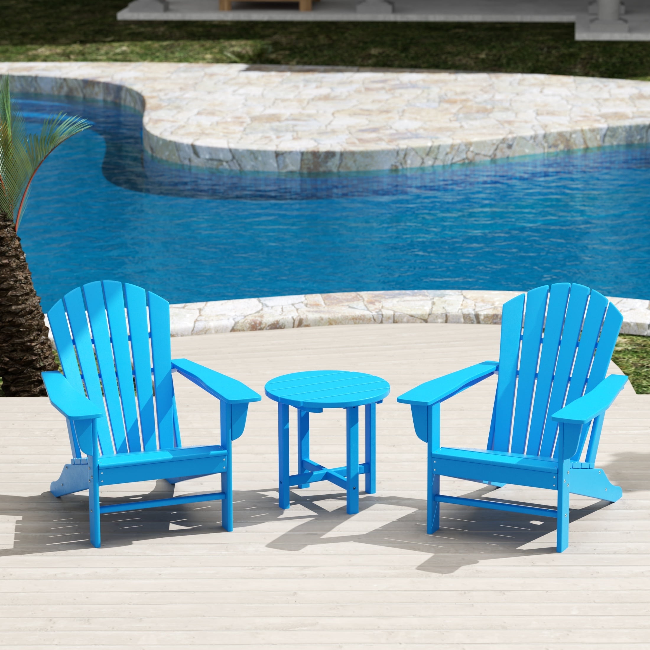 WestinTrends 3 Piece Hdpe Plastic Outdoor Patio Bar Set, Pacific Blue ...