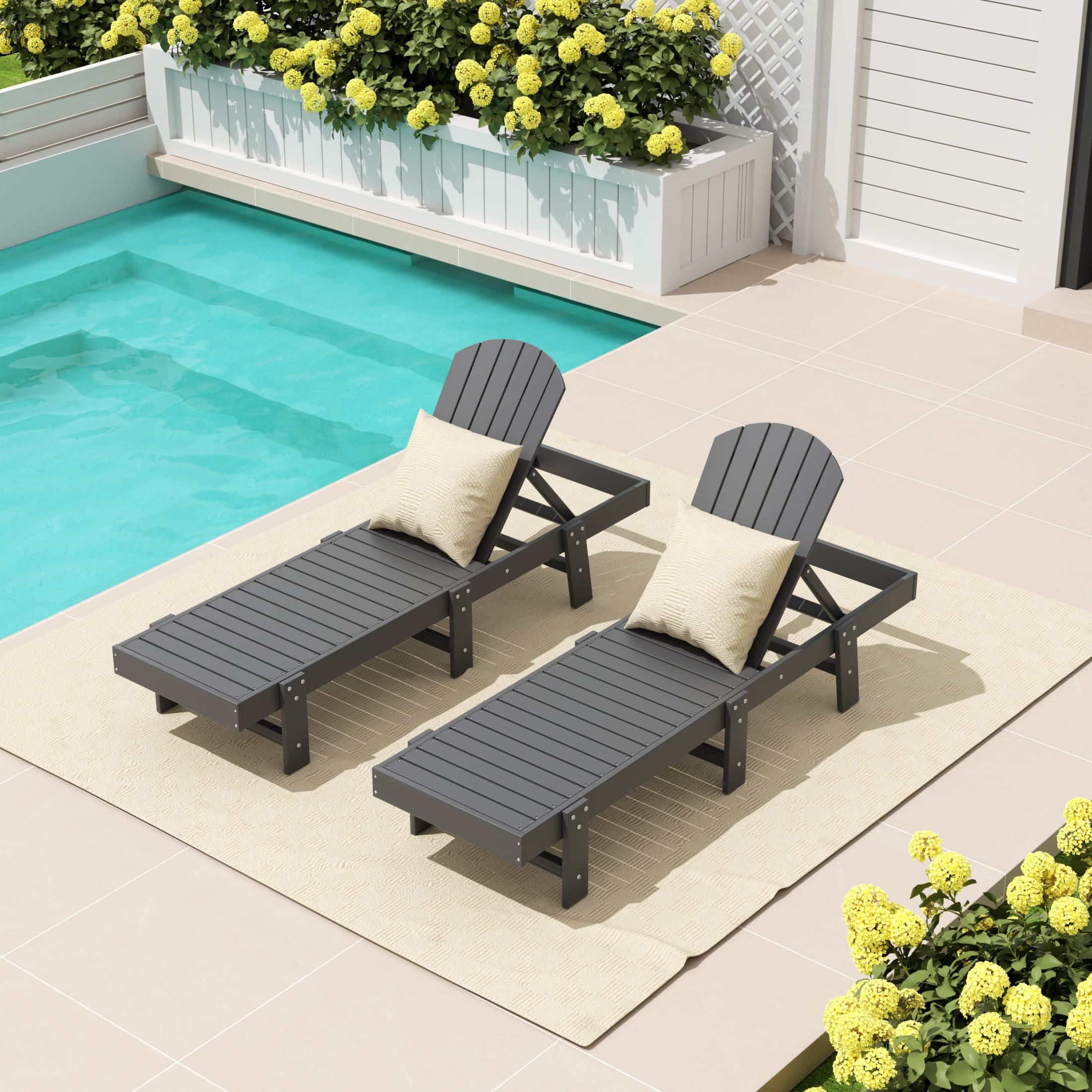 WestinTrends Dylan Classic Adirondack Poly Reclining Chaise Lounge (Set ...