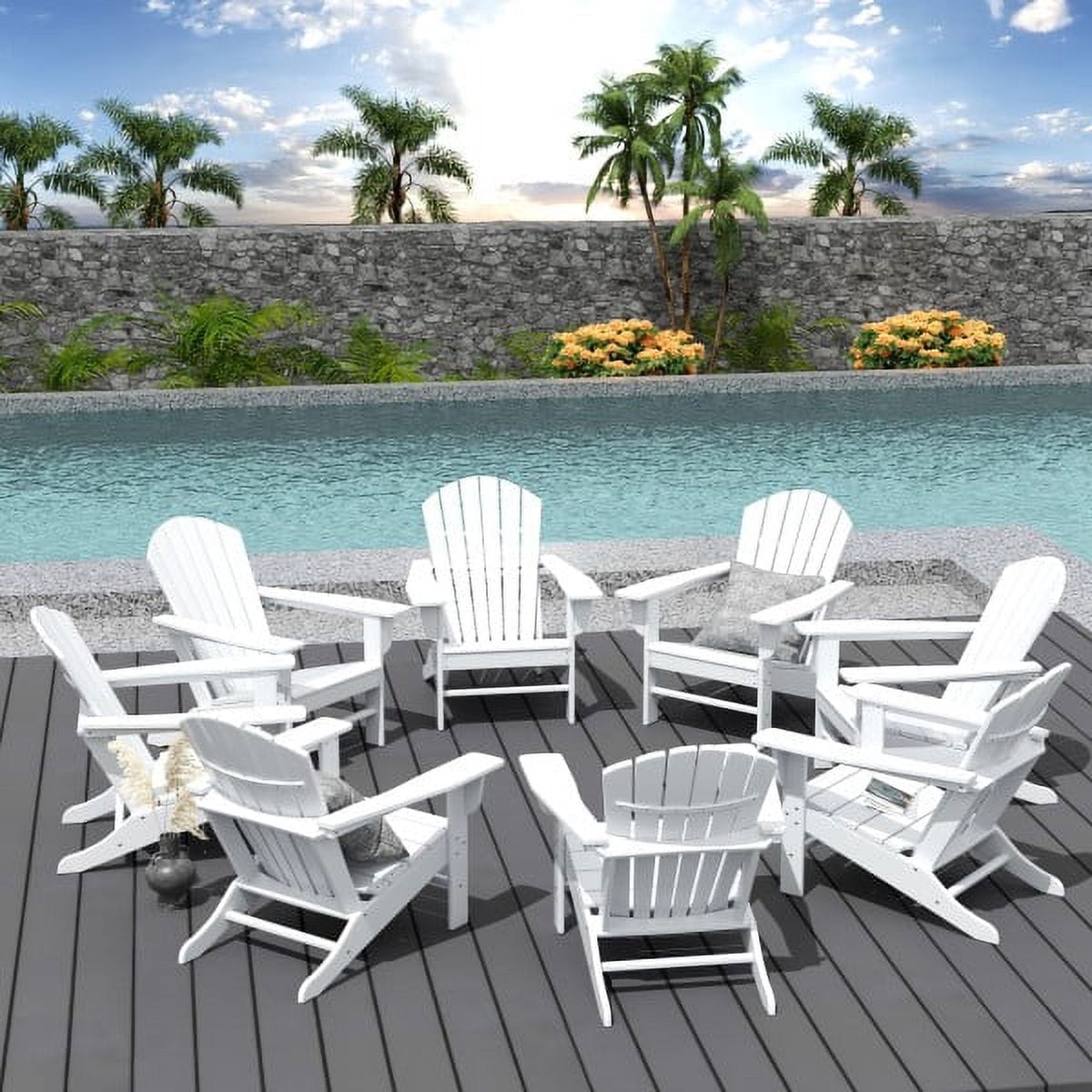WestinTrends Dylan Plastic Adirondack Chairs Set of 8, All Weather Poly ...