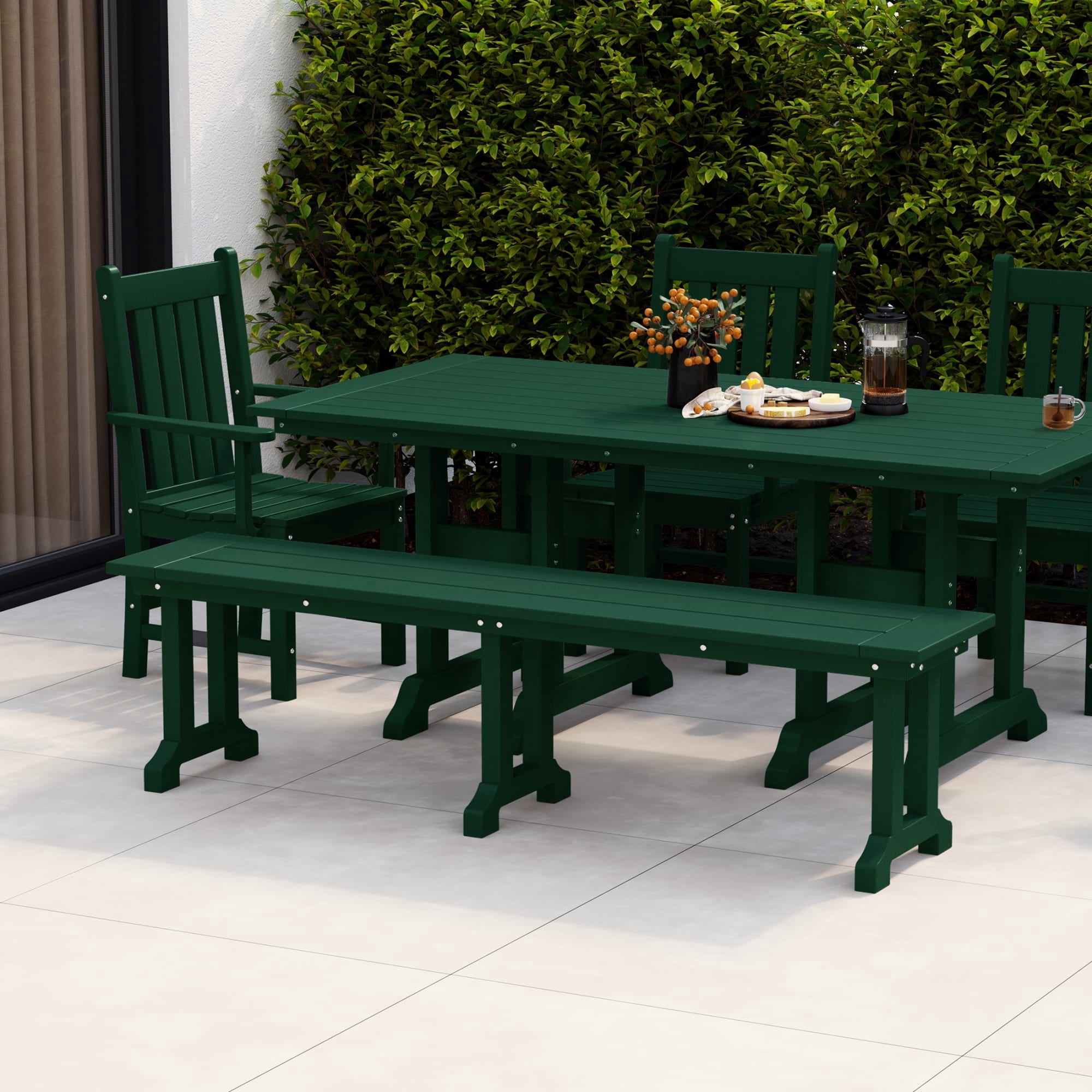 WestinTrends Malibu 65" Rustic Farmhouse Outdoor Dining Bench, All ...