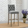 WestinTrends Hayes Bar Chairs, Linen Upholstered Button Tufted Kitchen ...