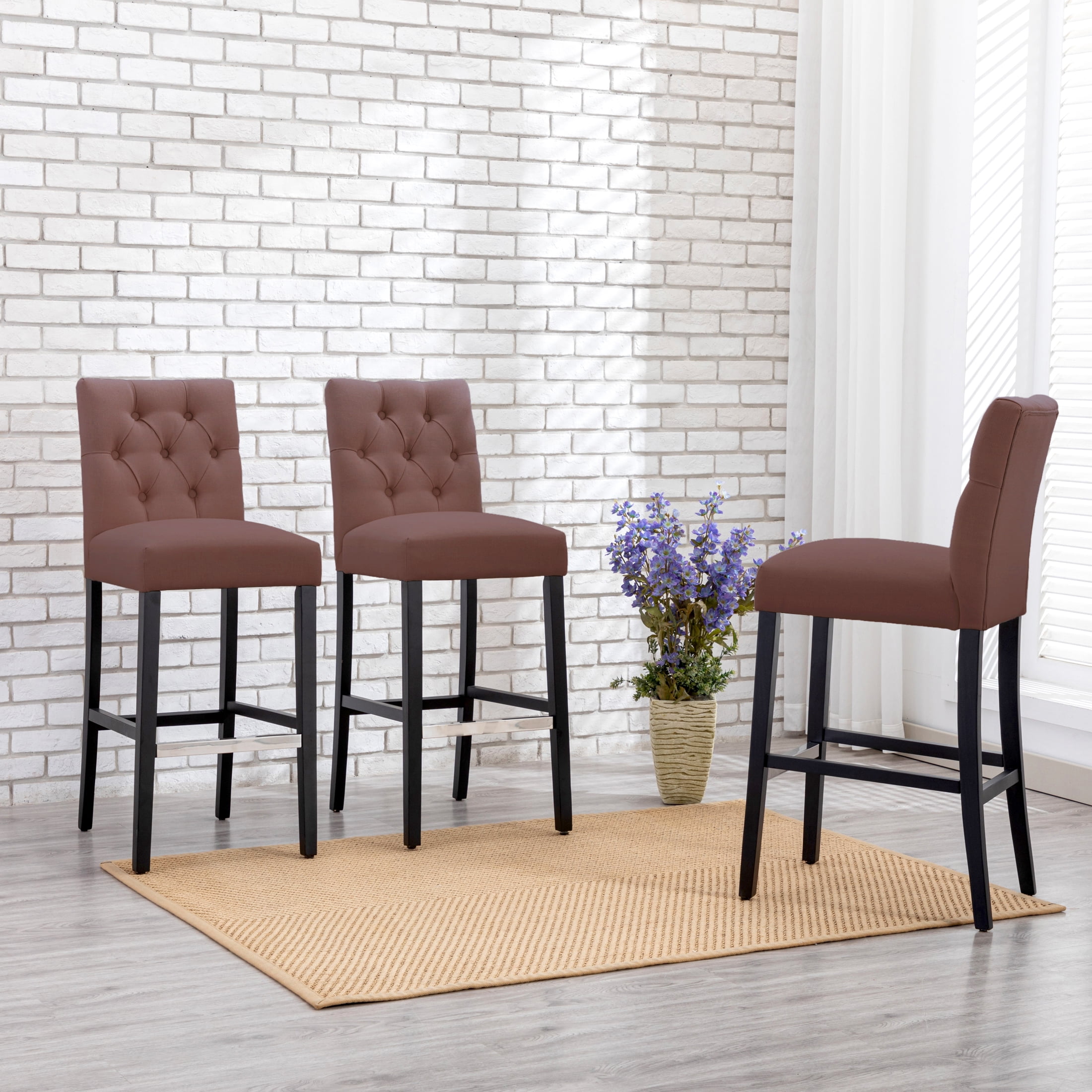 WestinTrends Hayes Counter Back High Dining Stools, Set of 3, Modern ...