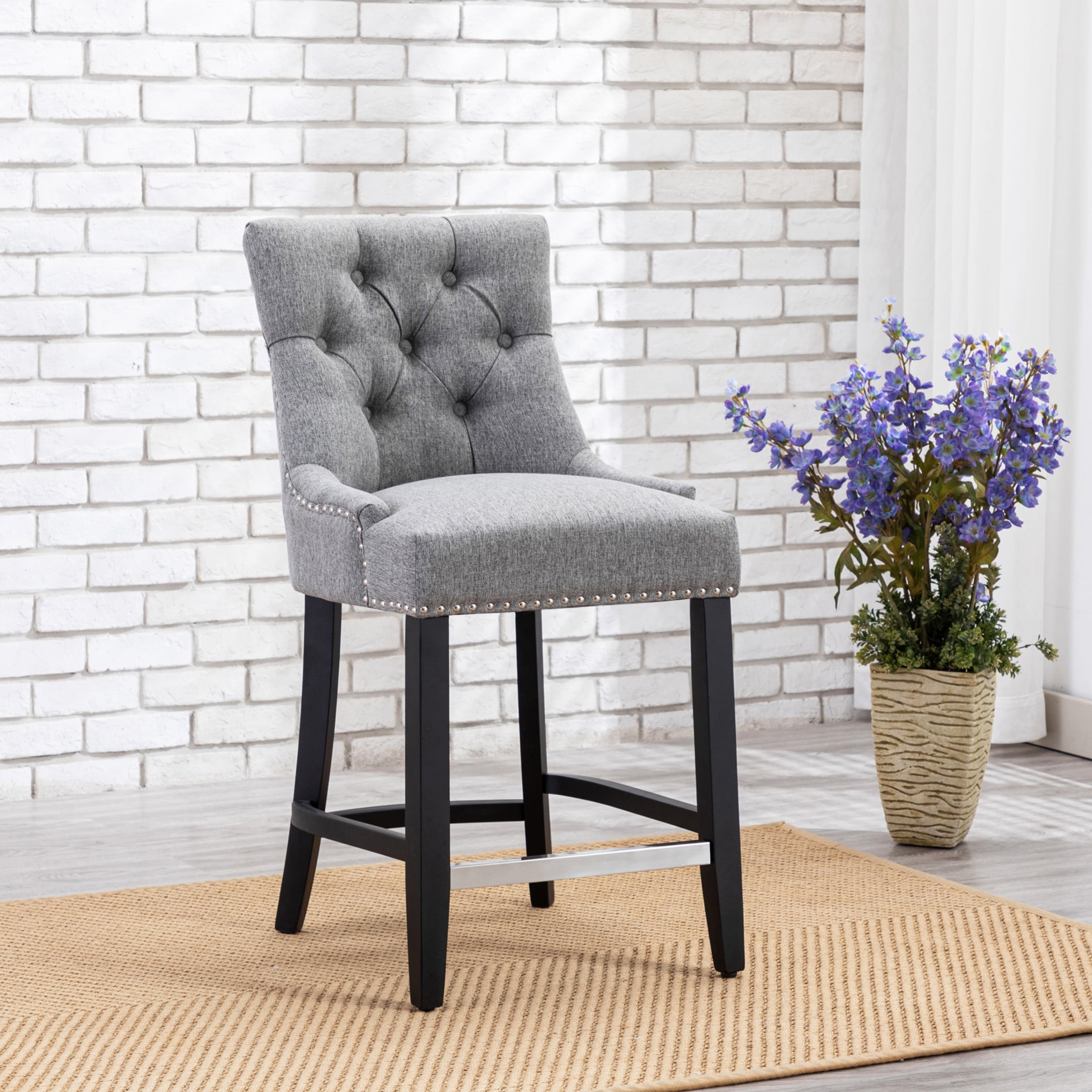 WestinTrends Hayes 24 Inch Height Counter Stool with Tufted Back Seat ...