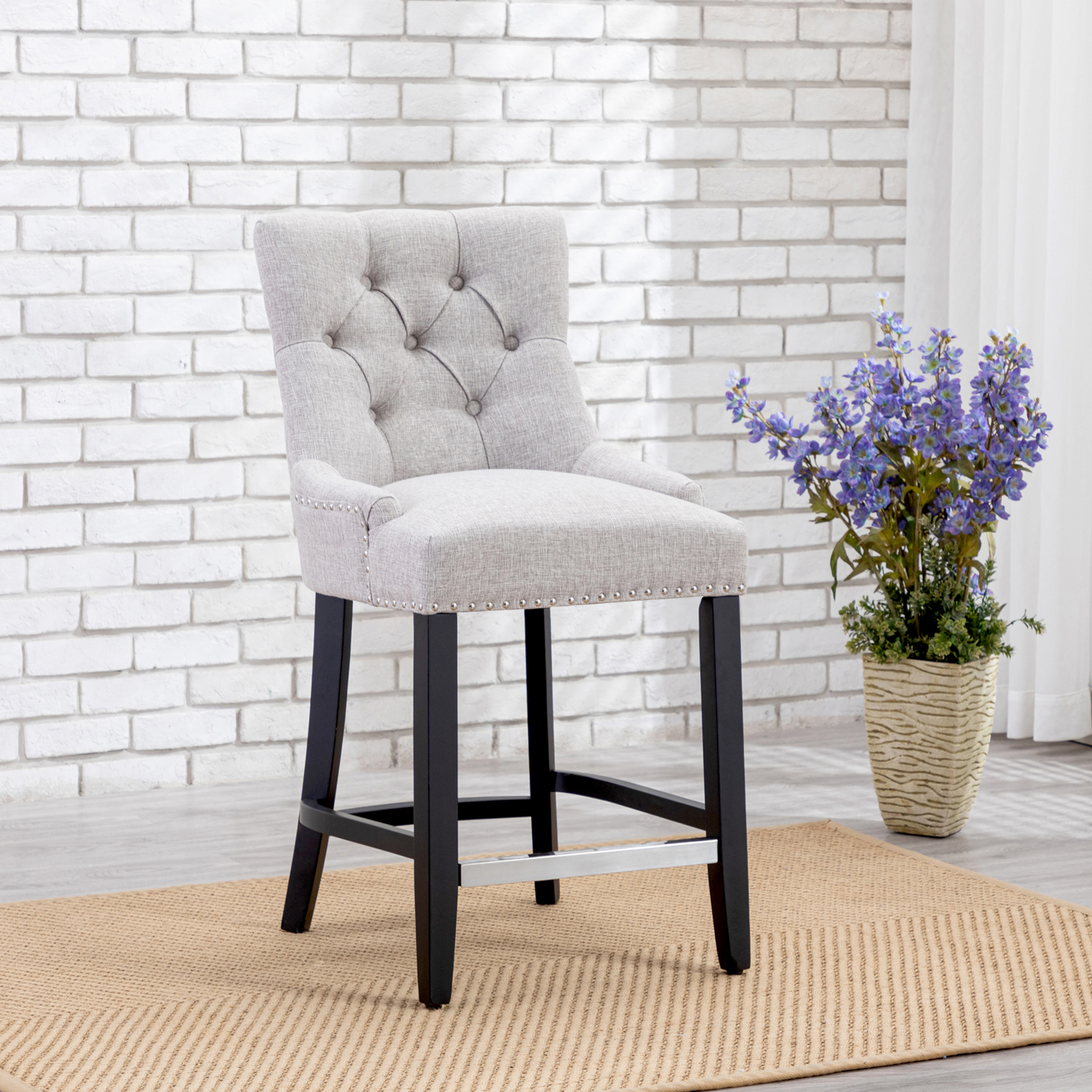 WestinTrends Hayes 24 Inch Height Counter Stool with Tufted Back Seat ...