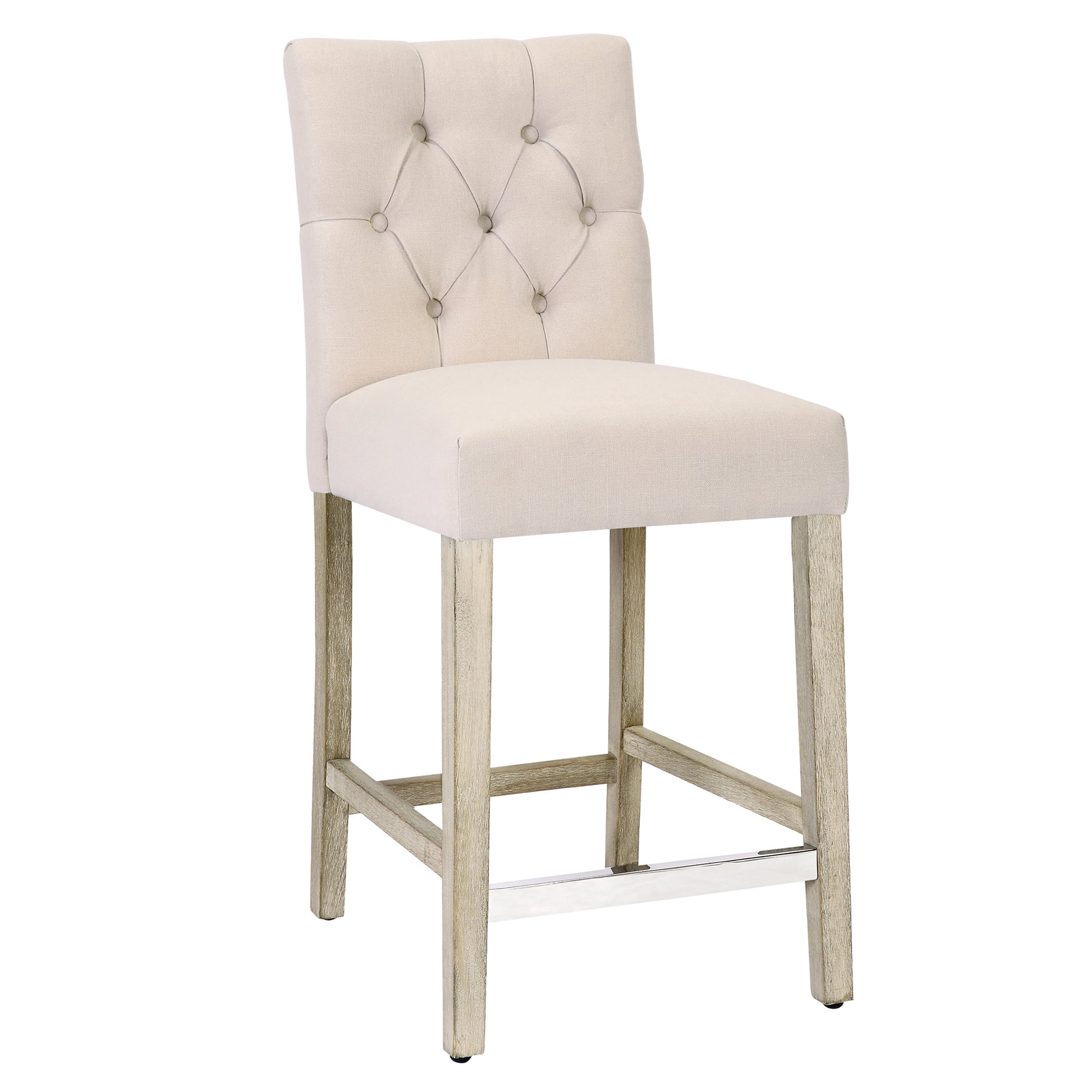WestinTrends Hayes Counter Height Chairs, Linen Upholstered Button ...