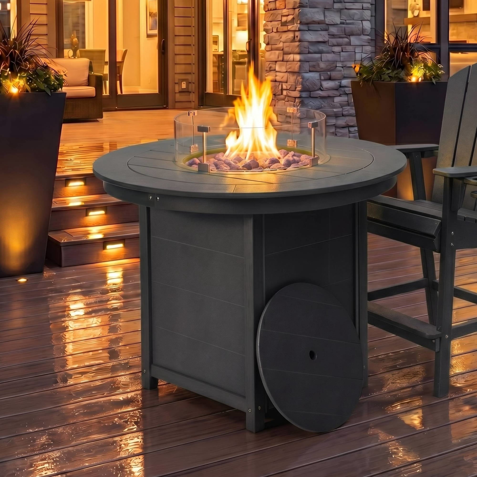 WestinTrends Helios 47" Modern Outdoor Patio Propane Round Counter ...