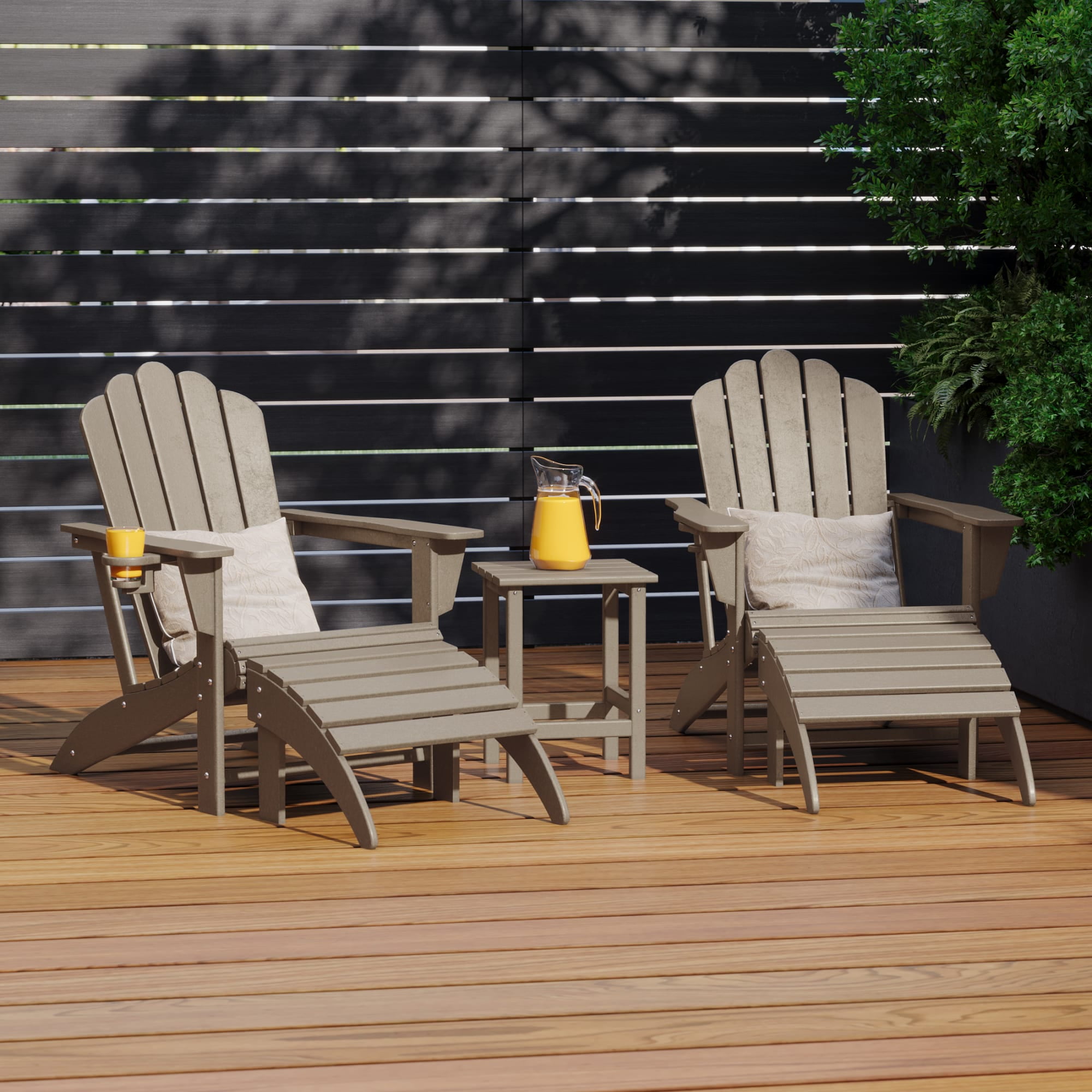 WestinTrends Highland 5-Piece Adirondack Chair with Folding Ottoman and ...