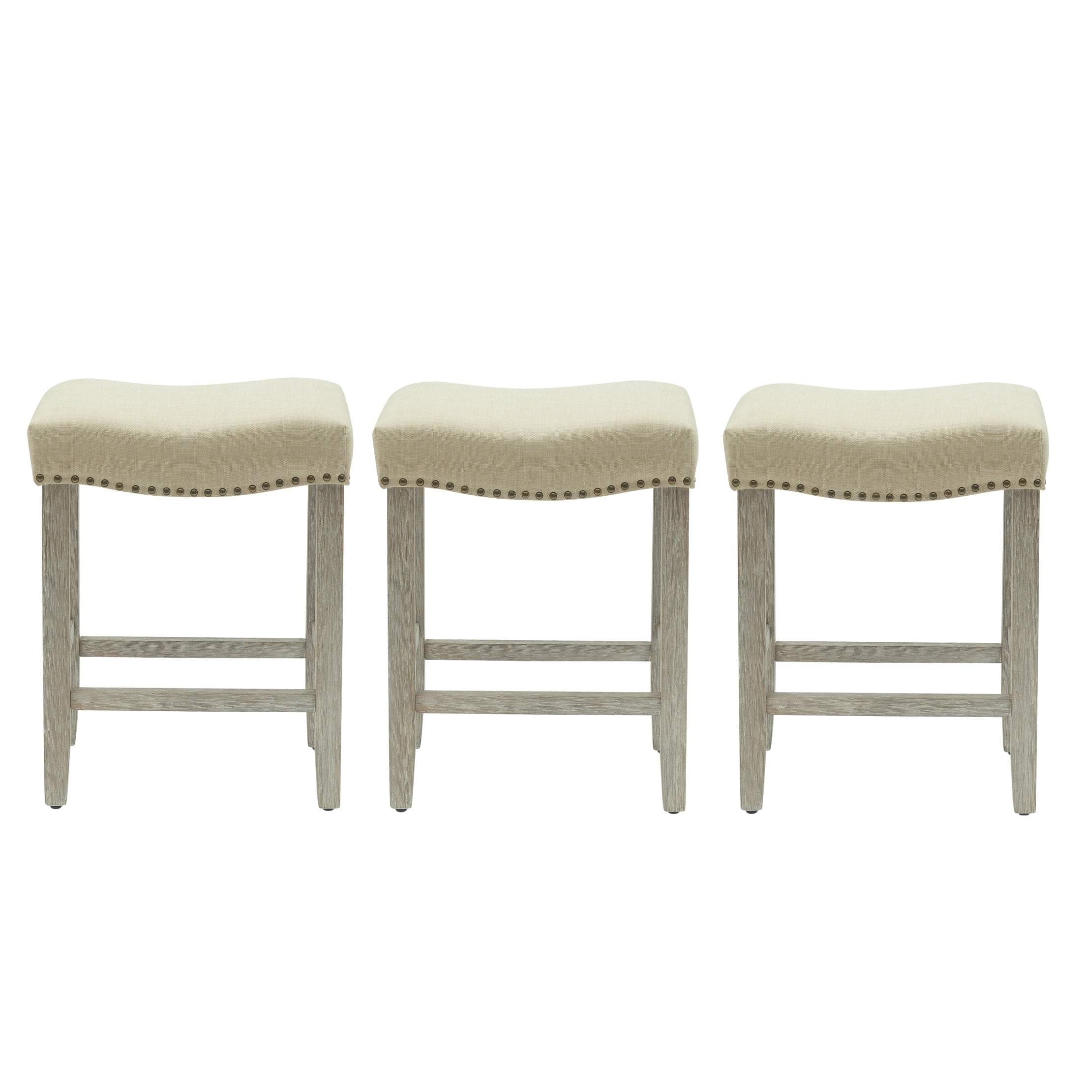 WestinTrends Lenox 24" Upholstered Saddle Seat Counter Stool (Set of 3 ...