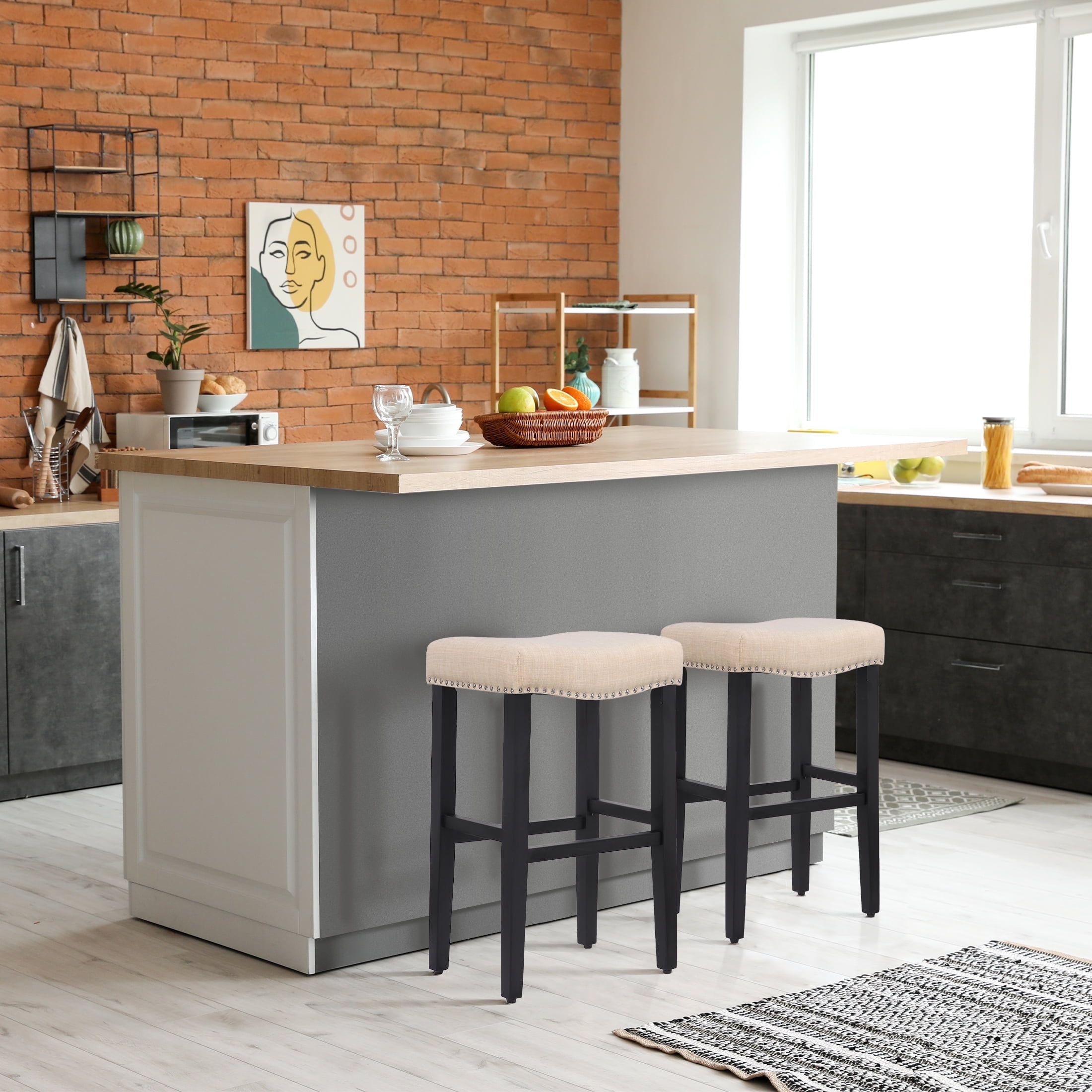 WestinTrends Lenox 29" upholstered nail head bar stools (Set Of 2 ...