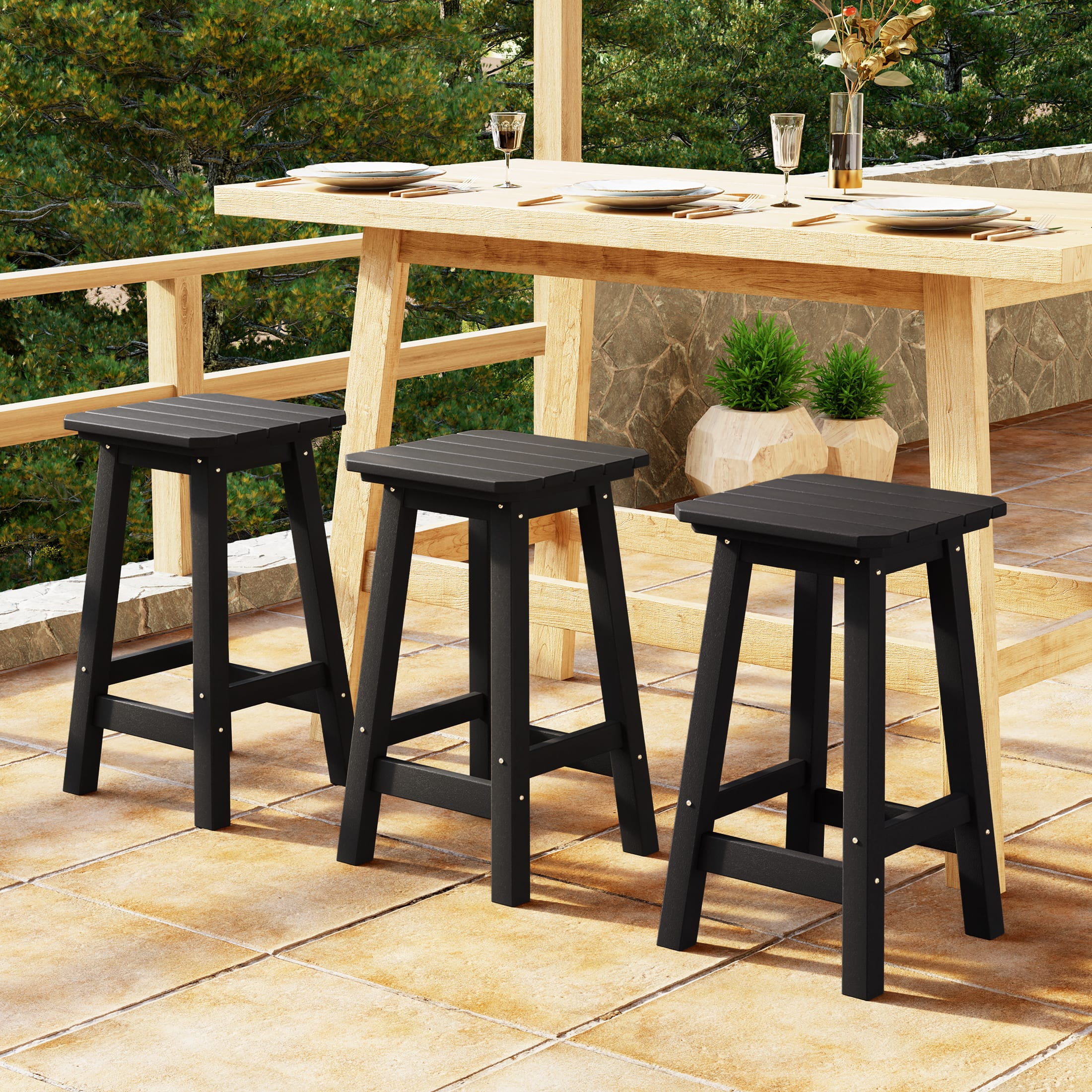 WestinTrends Malibu 24" HDPE Outdoor Patio Counter High Backless Square ...