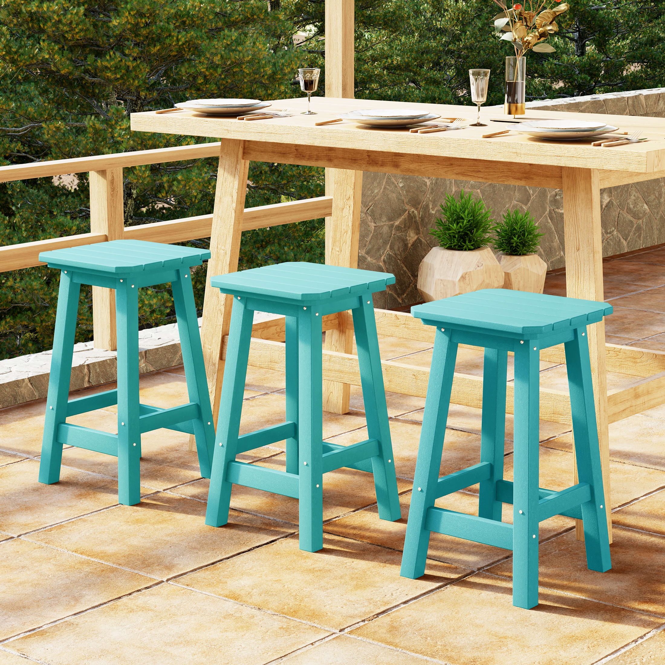 WestinTrends Malibu 24" HDPE Outdoor Patio Counter High Backless Square ...