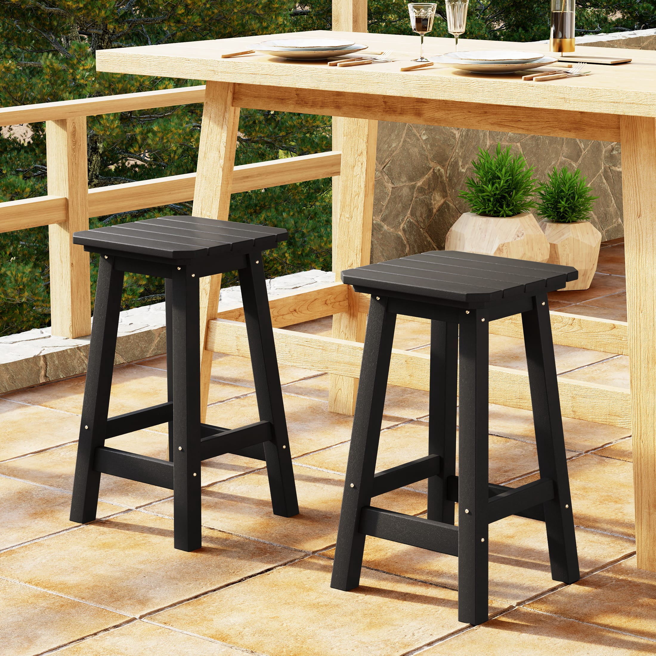 WestinTrends Malibu 24" HDPE Outdoor Patio Counter High Backless Square ...