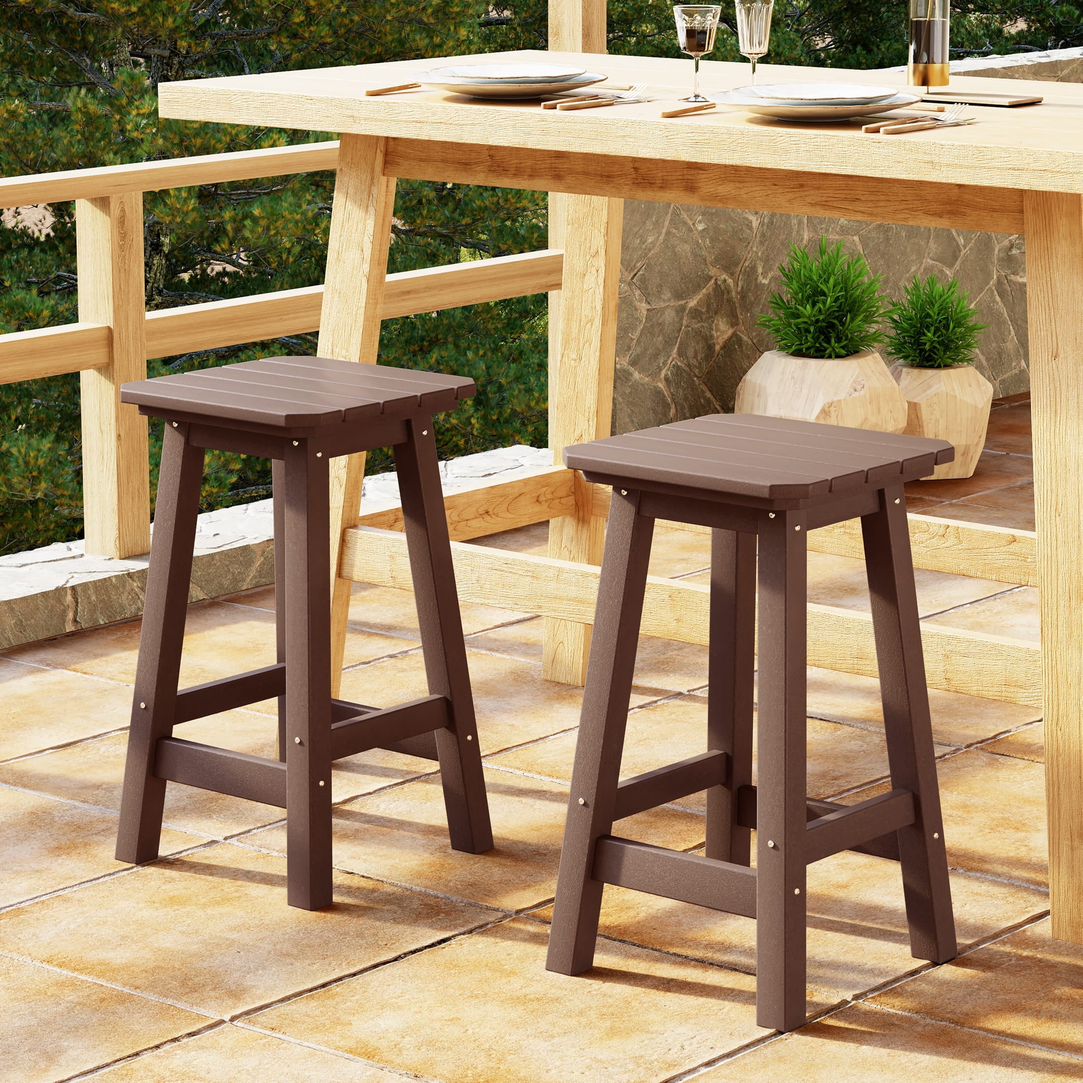 WestinTrends Malibu 24" HDPE Outdoor Patio Counter High Backless Square ...