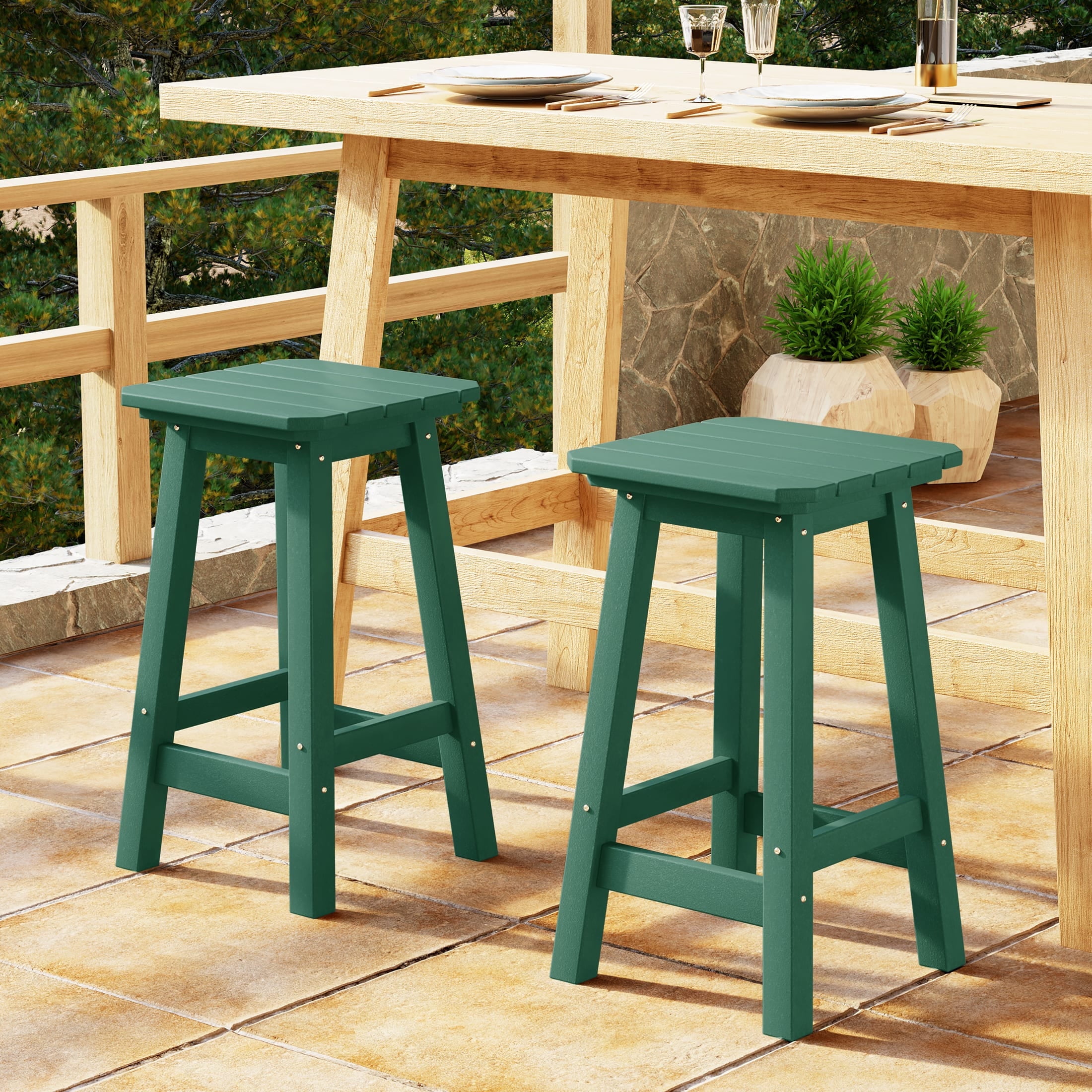 WestinTrends Malibu 24" HDPE Outdoor Patio Counter High Backless Square ...