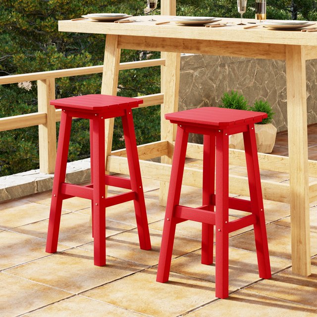 WestinTrends Malibu 29" HDPE Outdoor Patio Square Bar Stools (Set of 2 ...