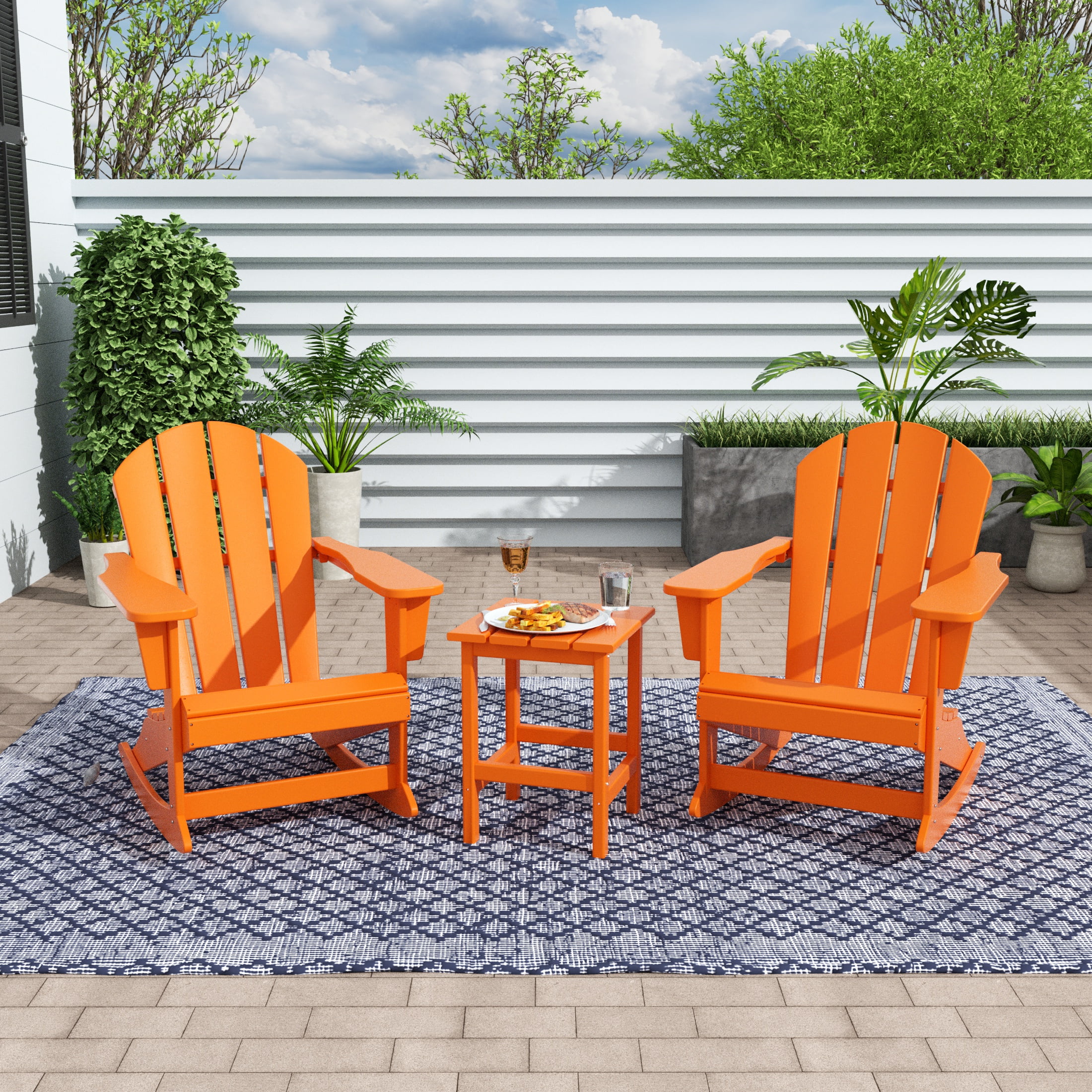 WestinTrends Malibu 3 Piece Outdoor Rocking Chair Set, All Weather Poly ...