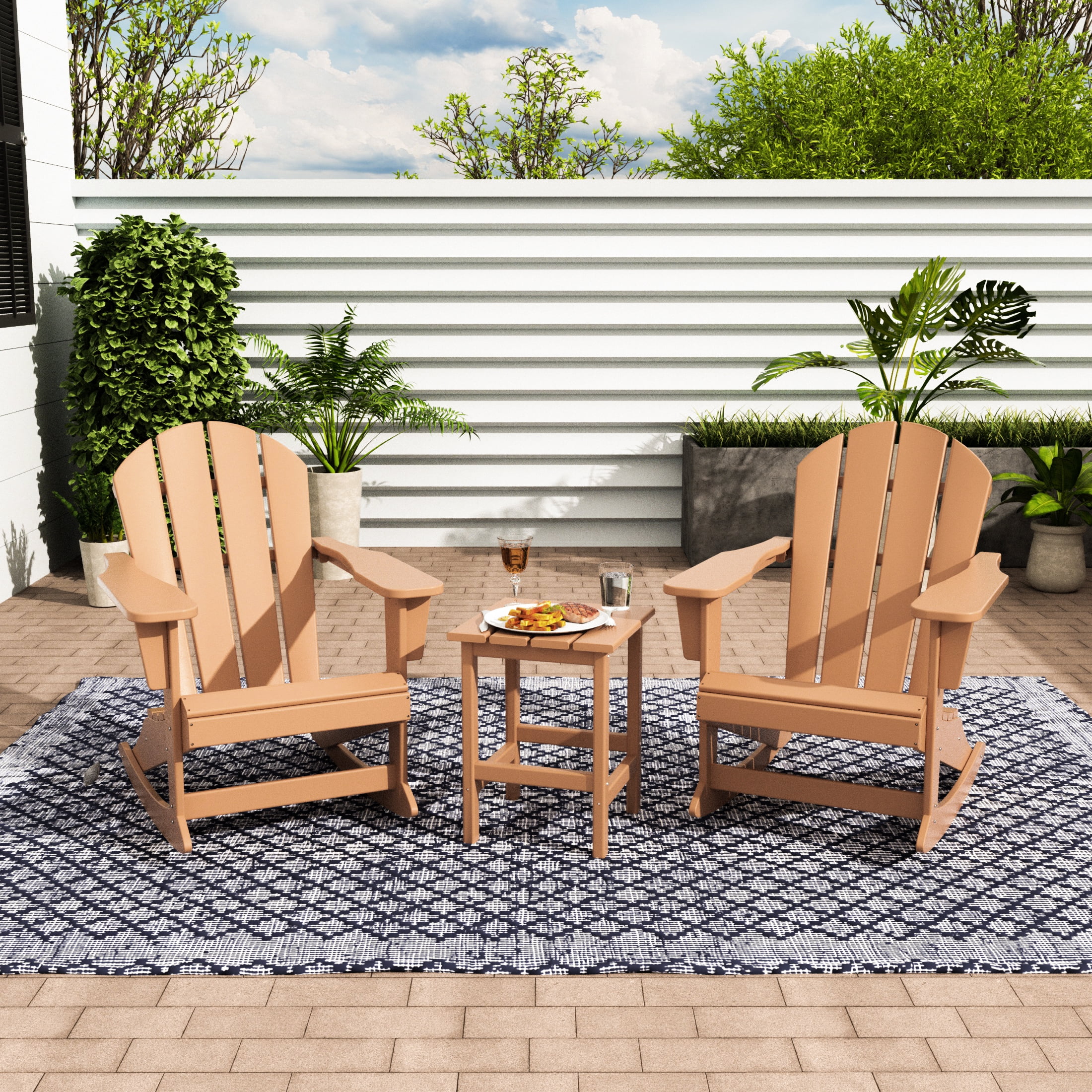 WestinTrends Malibu 3 Piece Polywood Rockers Set, Weather Resistant ...