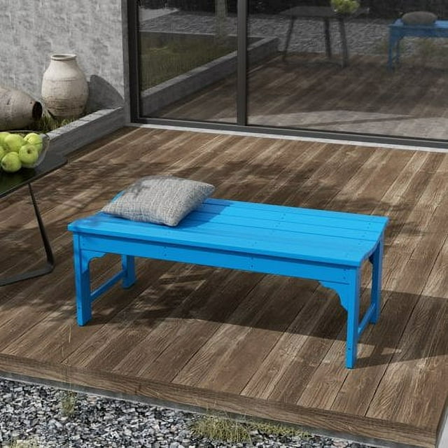 WestinTrends 48" Outdoor HDPE Poly Lumber Bench, All-Weather, Backless ...