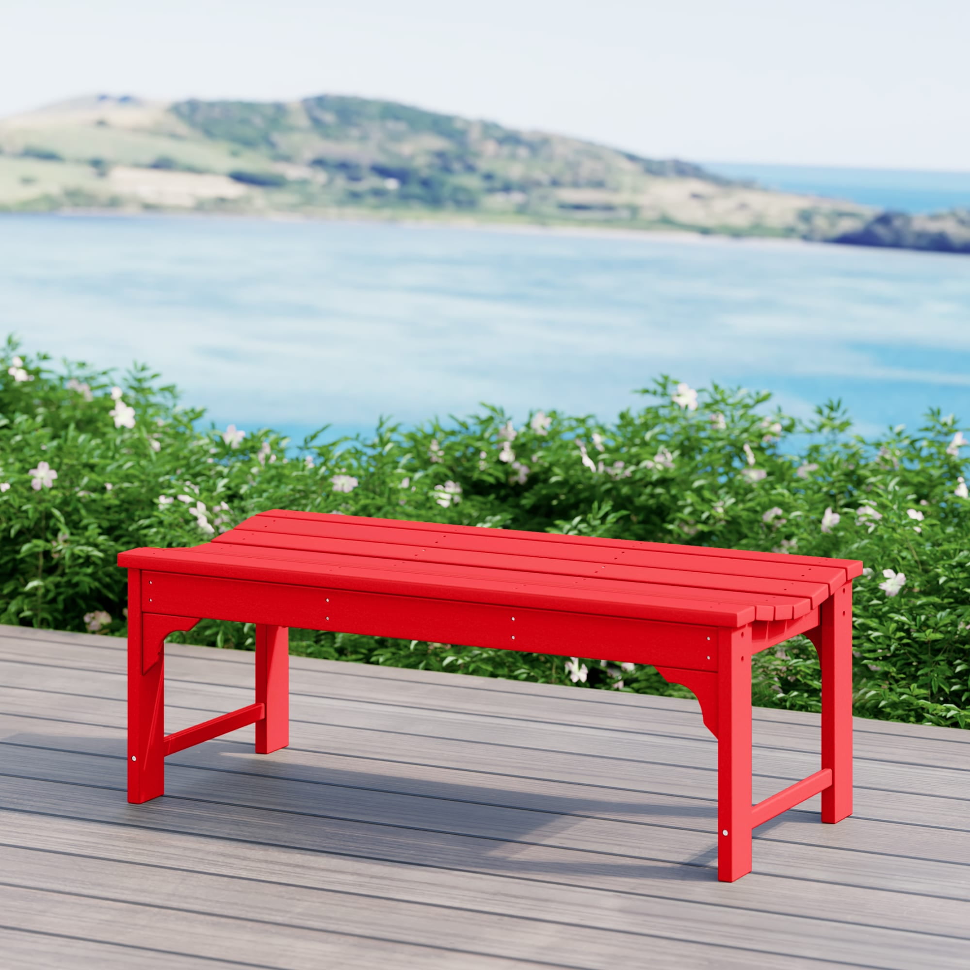 WestinTrends Malibu 46" length backless Outdoor Garden Bench, Red ...