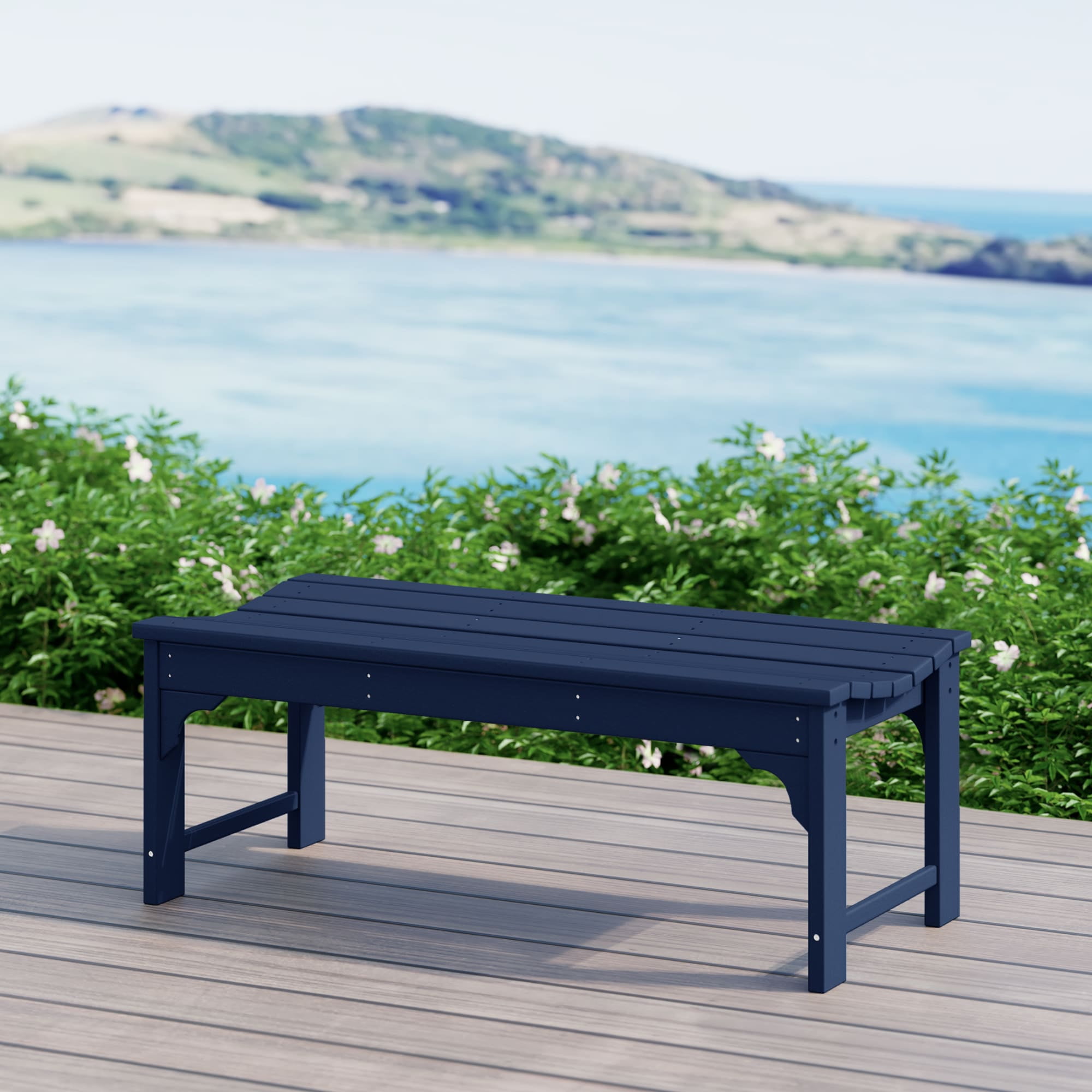 WestinTrends Outdoor Furniture: Malibu Navy Blue Bench, Weather ...