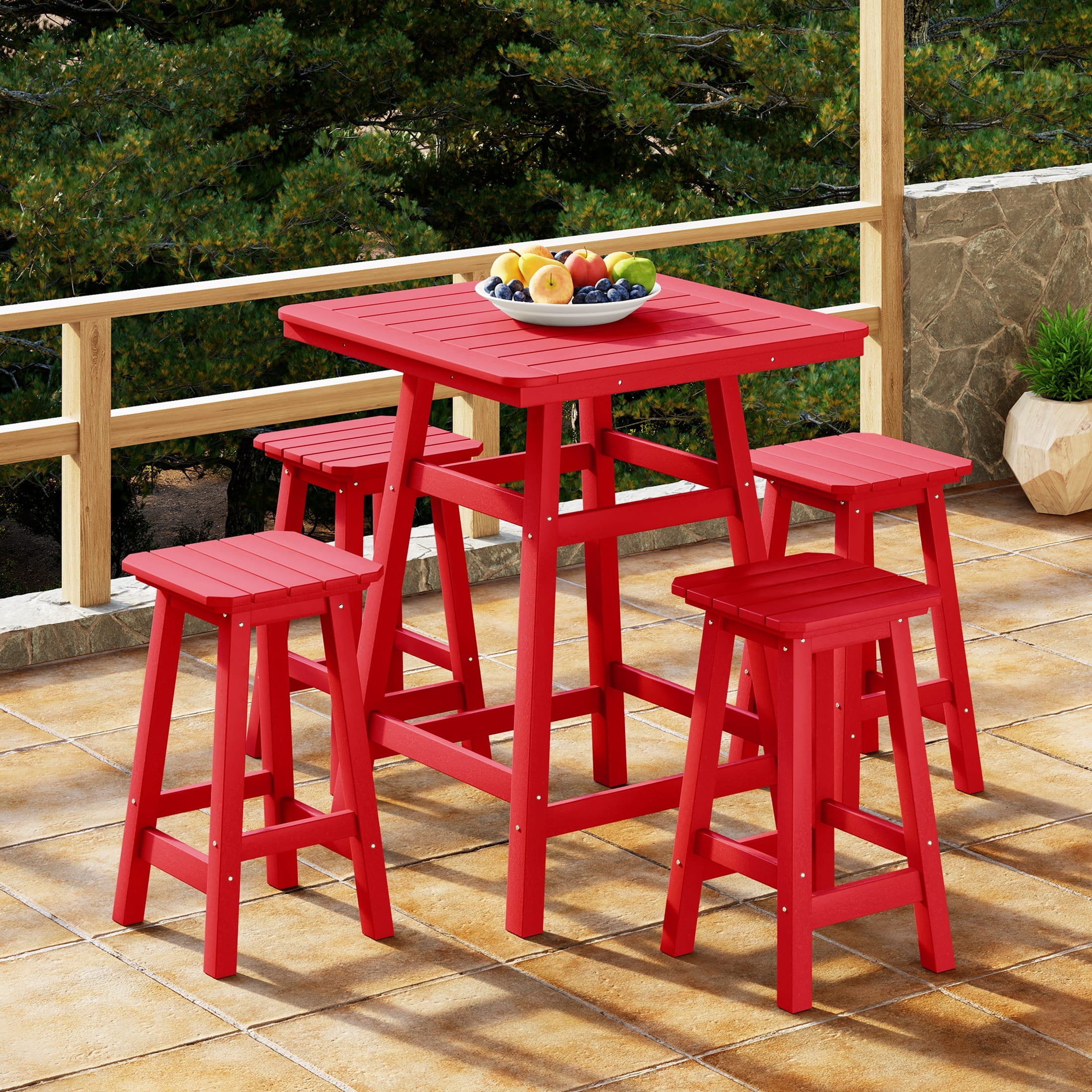 WestinTrends Malibu 5-Piece HDPE Outdoor Patio Dining Bar Bistro Table ...