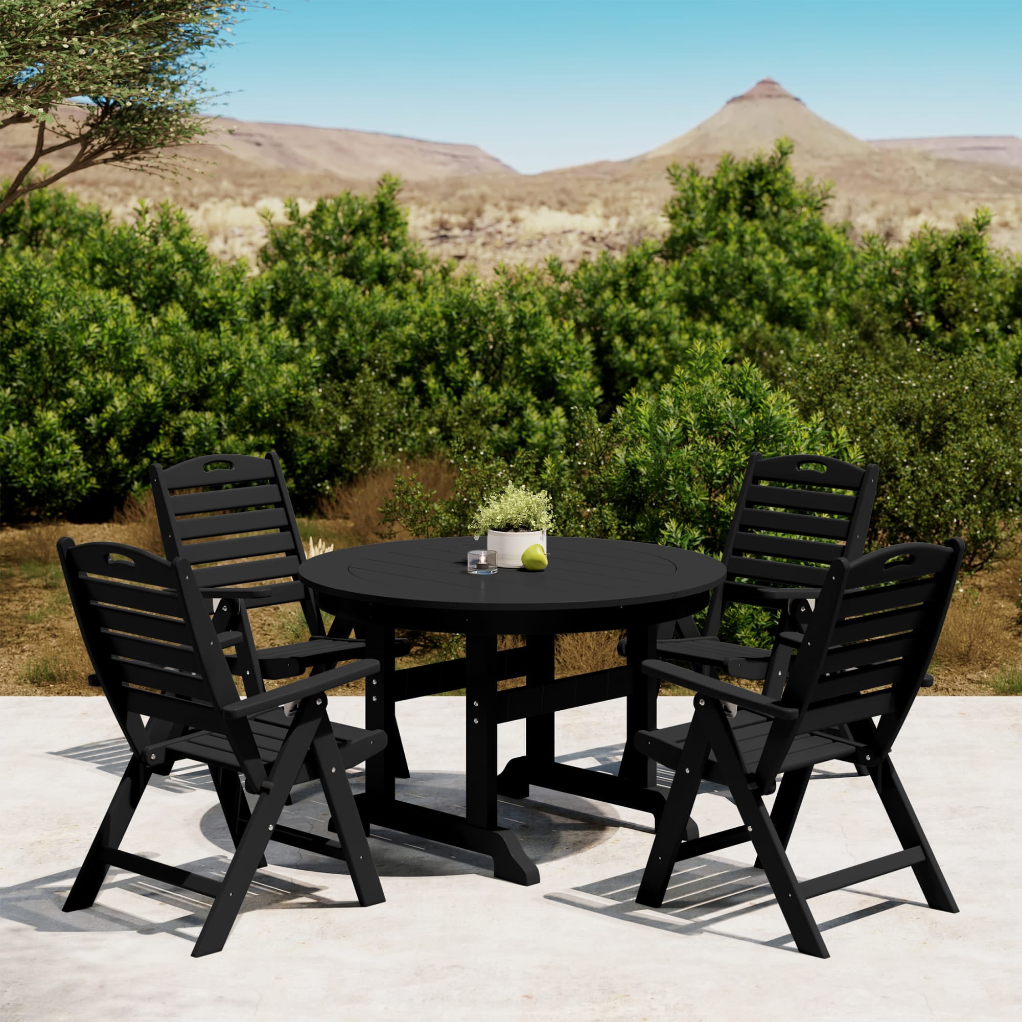 WestinTrends Malibu 5-Piece HDPE Round Patio Dining Table Set with ...