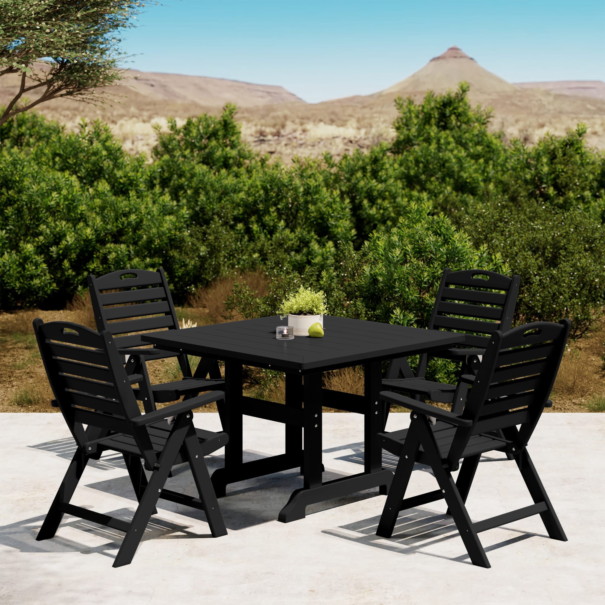 WestinTrends Malibu 5-Piece HDPE Square Patio Dining Table Set with ...