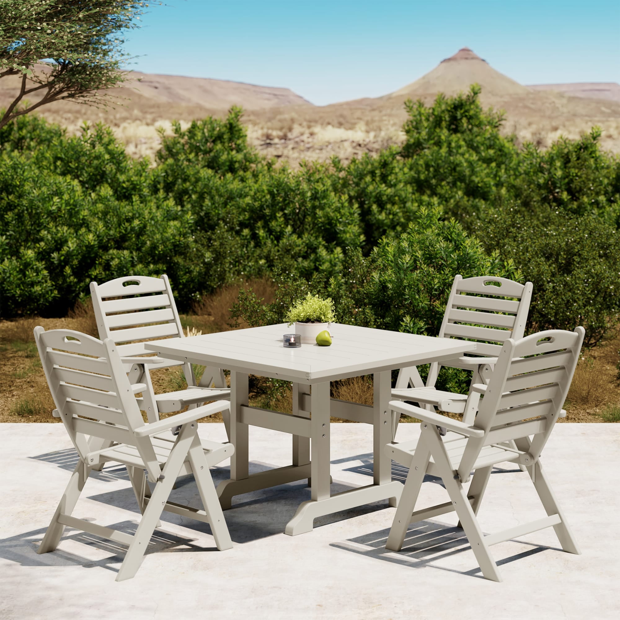 WestinTrends Malibu 5-Piece HDPE Square Patio Dining Table Set with ...