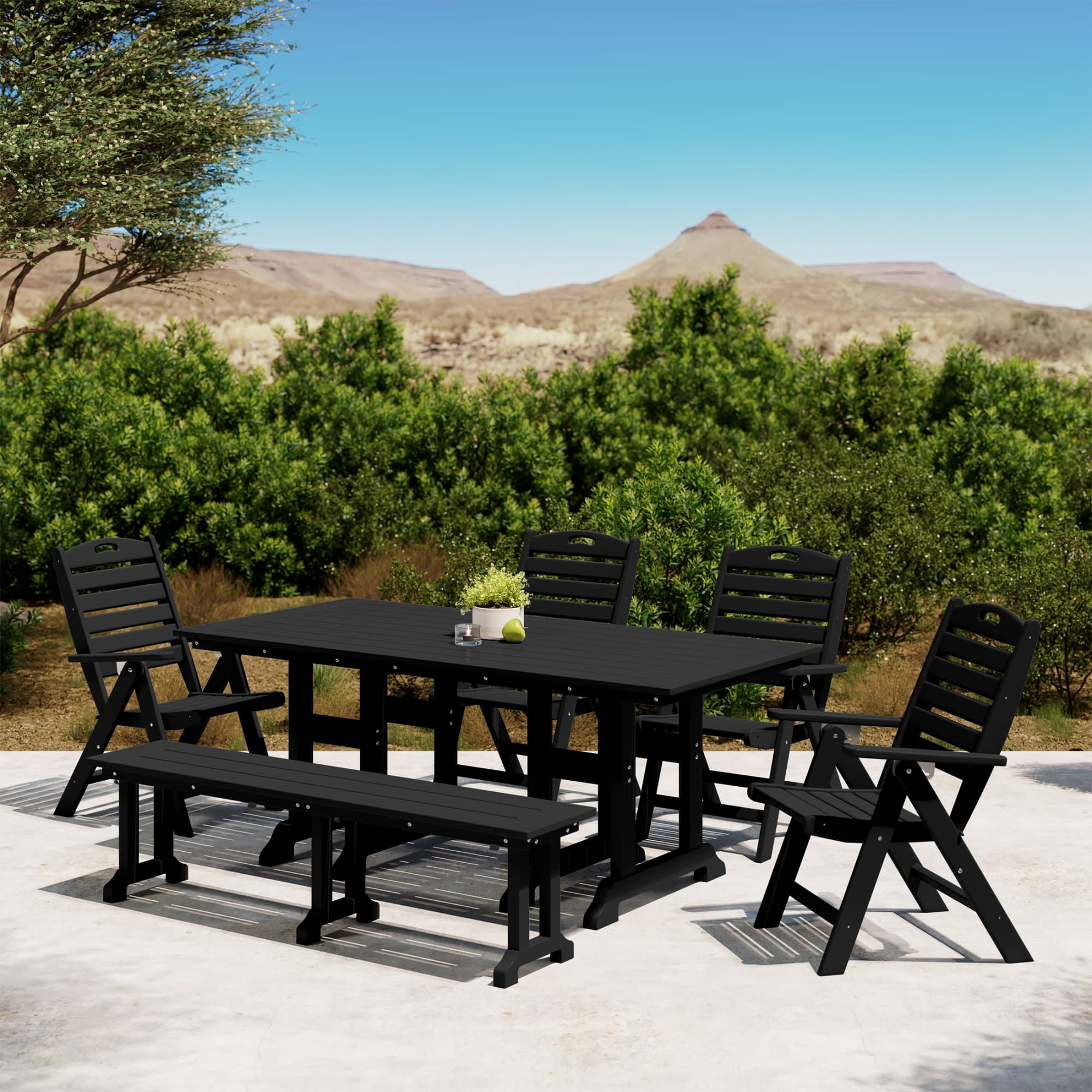WestinTrends Malibu 6-Piece HDPE Rectangular Patio Dining Table Set ...