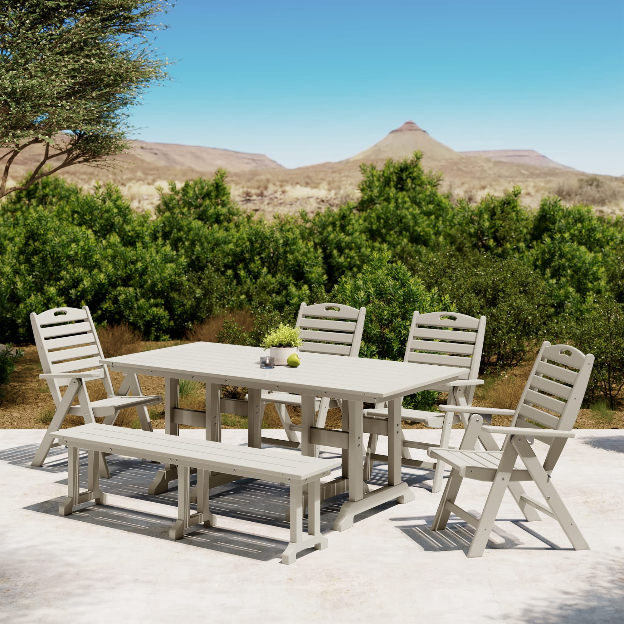WestinTrends Malibu 6-Piece HDPE Rectangular Patio Dining Table Set ...