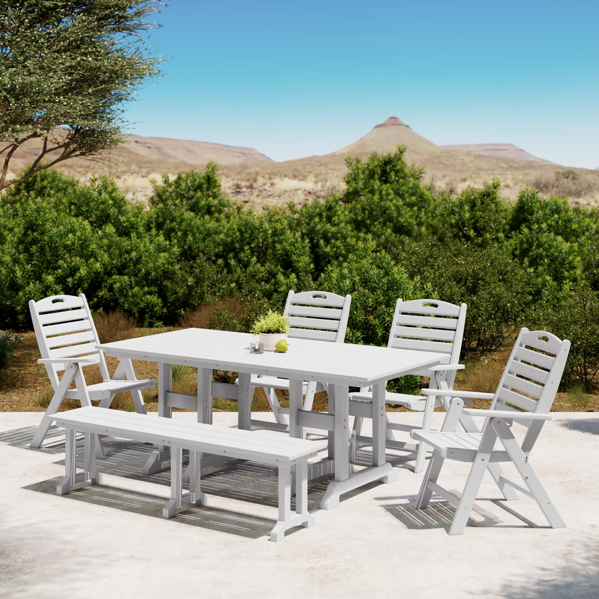 WestinTrends Malibu 6-Piece HDPE Rectangular Patio Dining Table Set ...