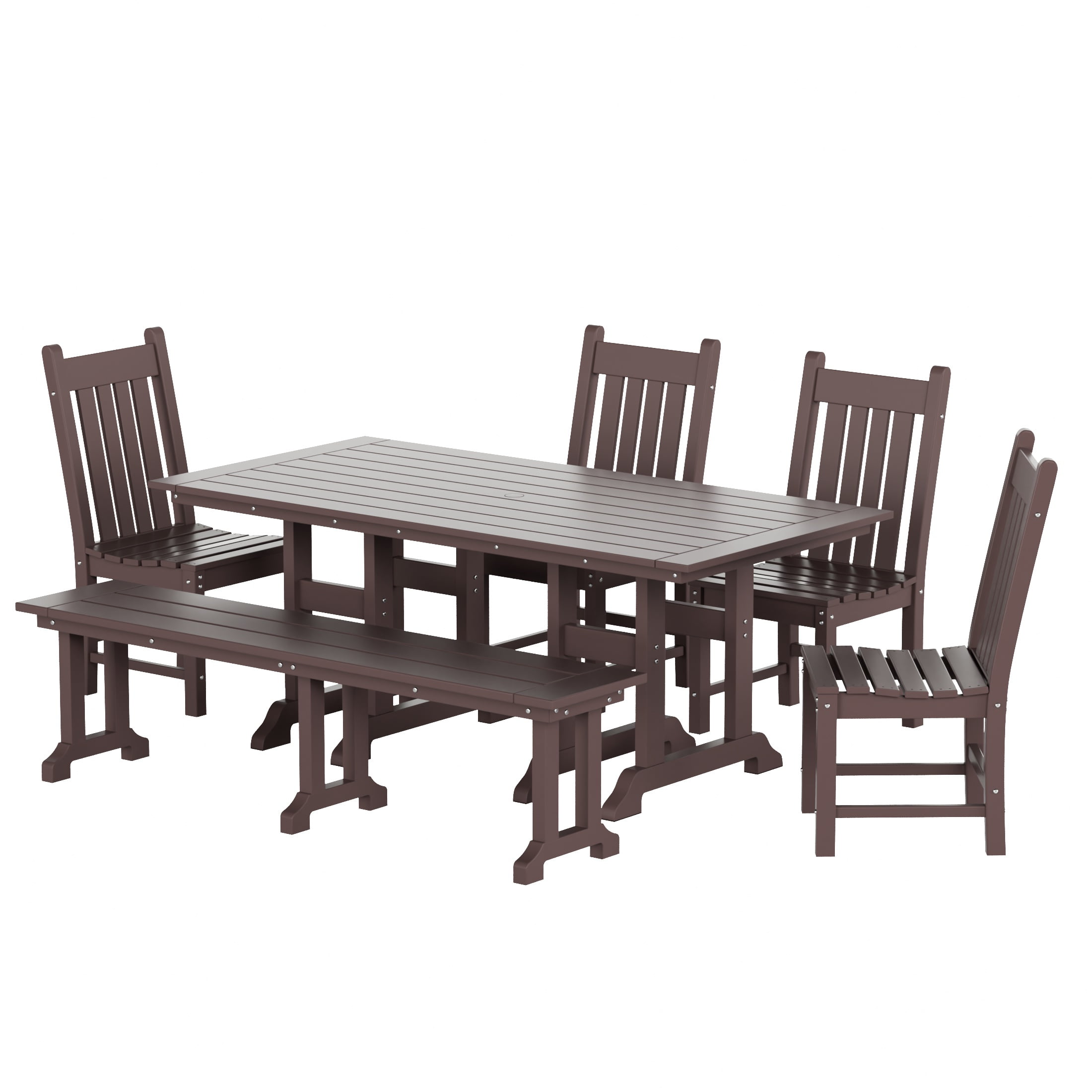 "WestinTrends 6-Piece Outdoor Poly Lumber Dining Set - 71"" Table ...